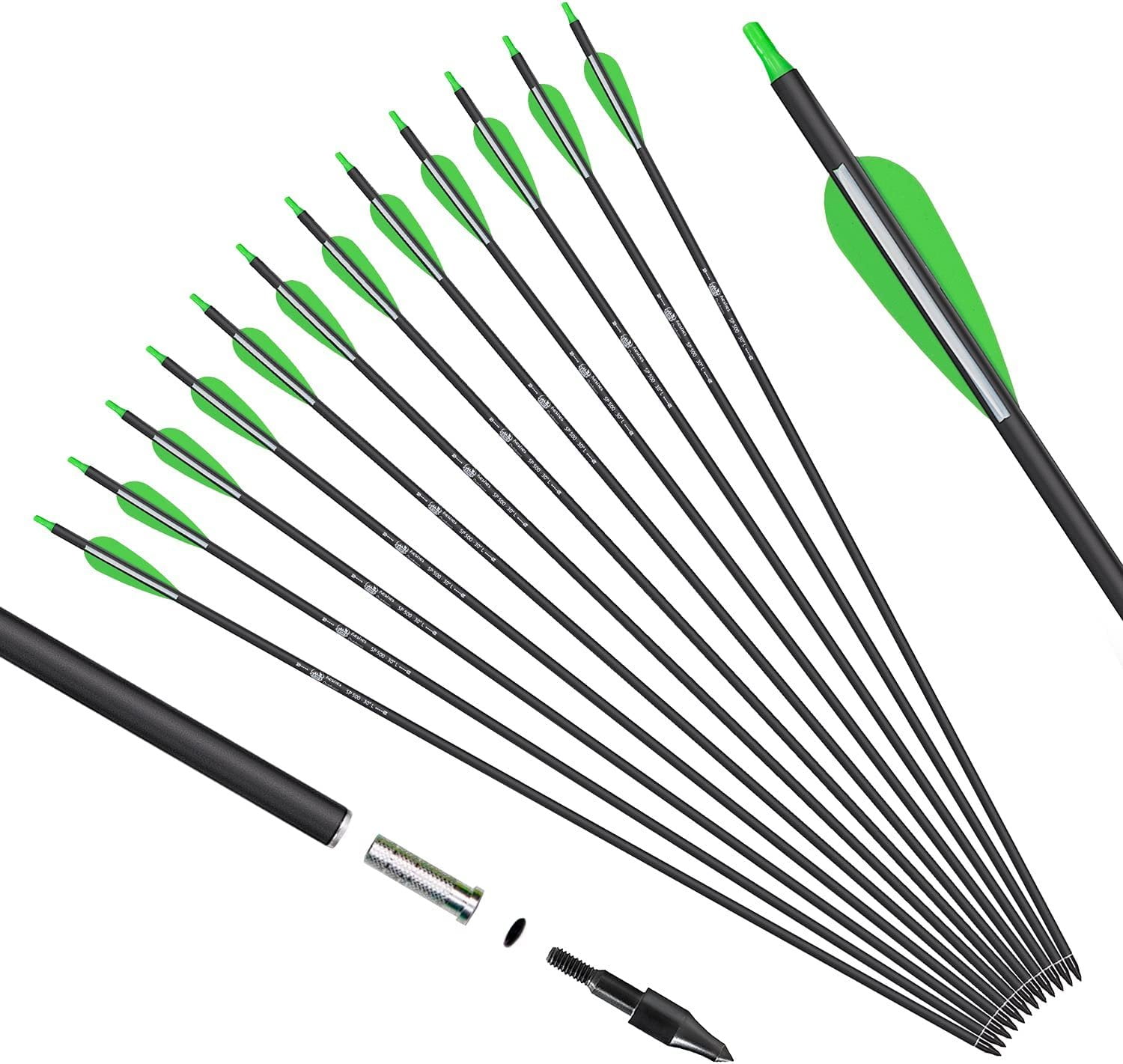 KESHES Archery Carbon Arrows for Compound & Recurve Bows - 30 inch ...