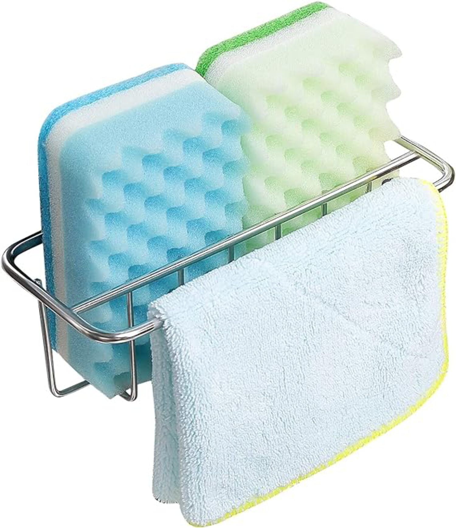 KESOL Adhesive Kitchen Sink Sponge Holder + Dish Cloth Hanger + Soap ...
