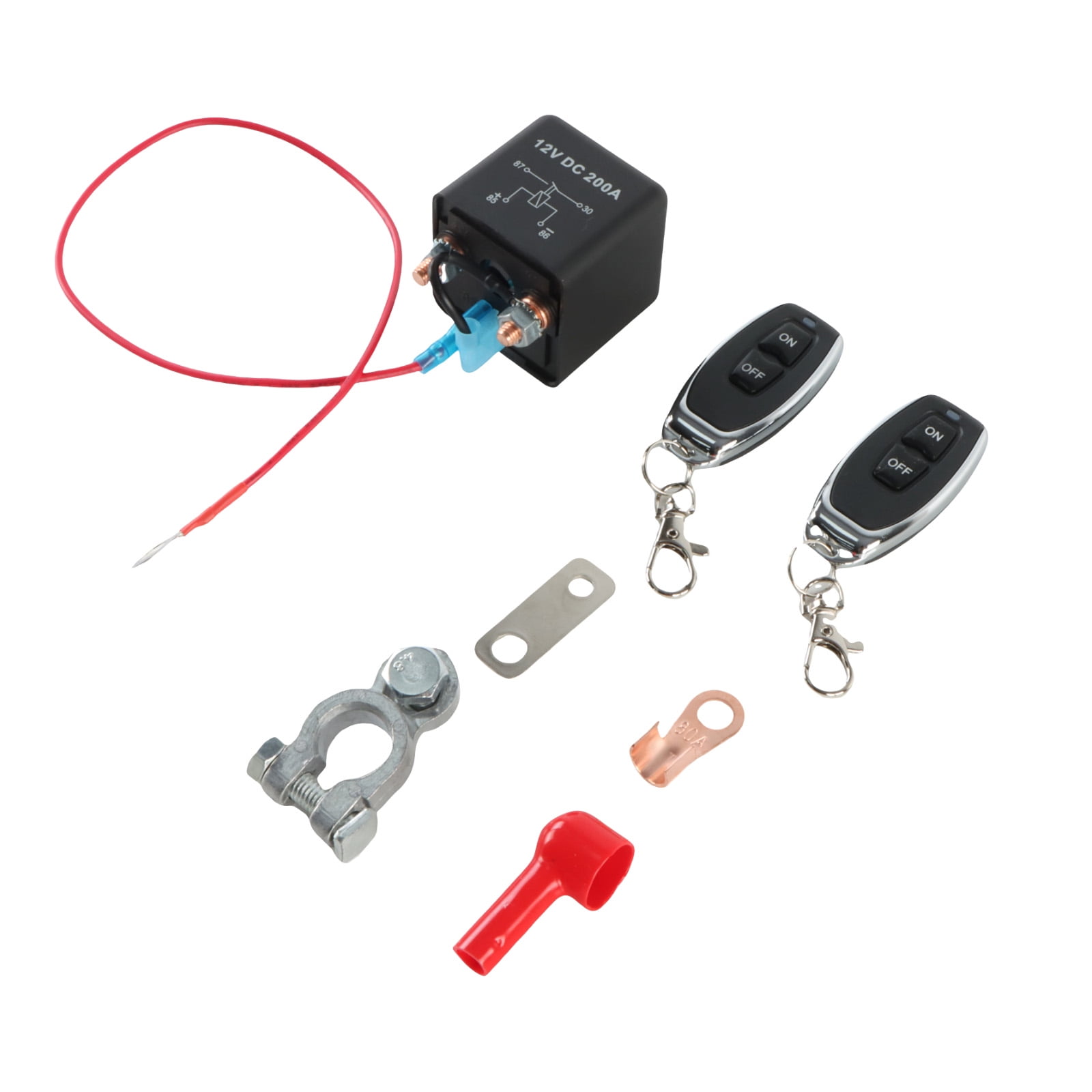 KESSOCCO 1 Set 12V Wireless Dual Remote Car Battery Disconnect Relay ...