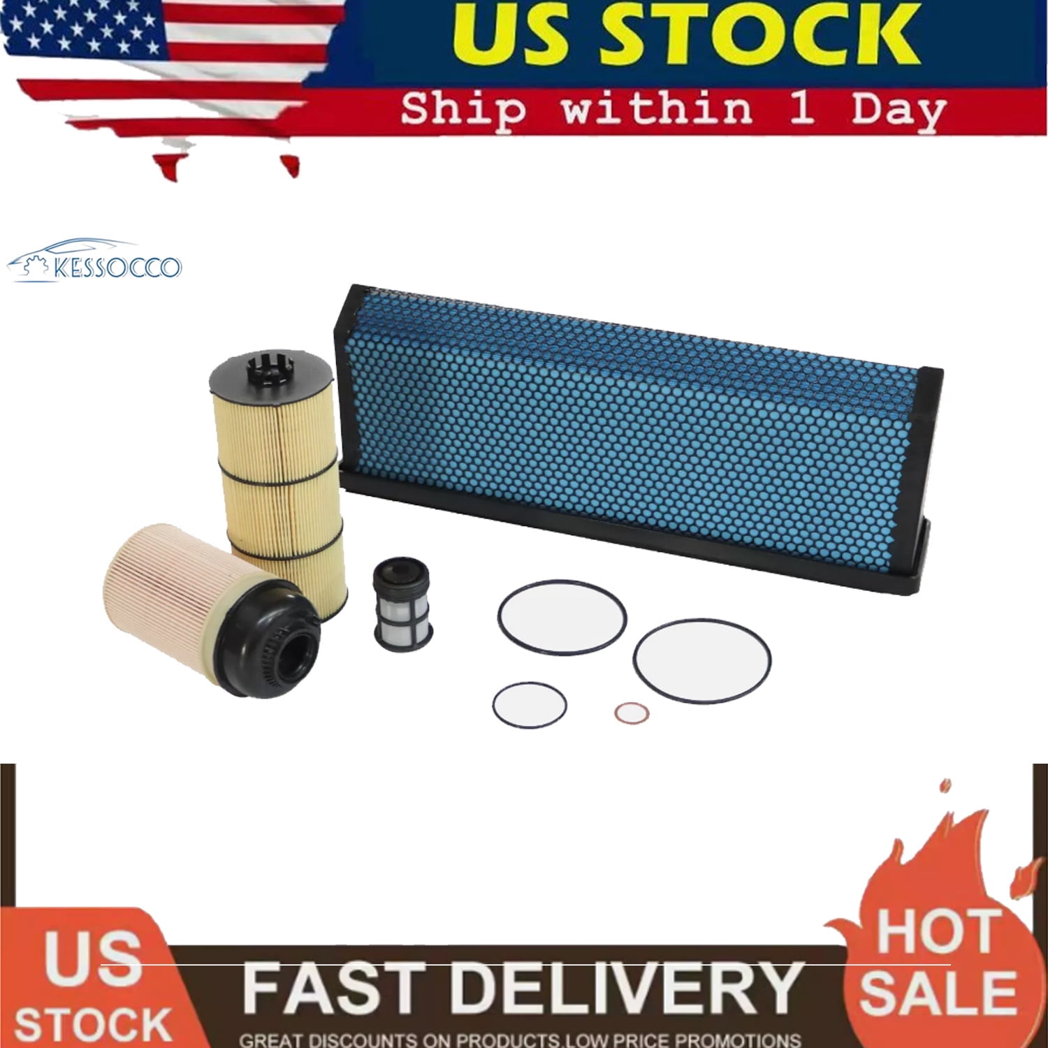 KESSOCCO 1 Set Air, Oil & Fuel Filters for Freightliner Cascadia DD ...