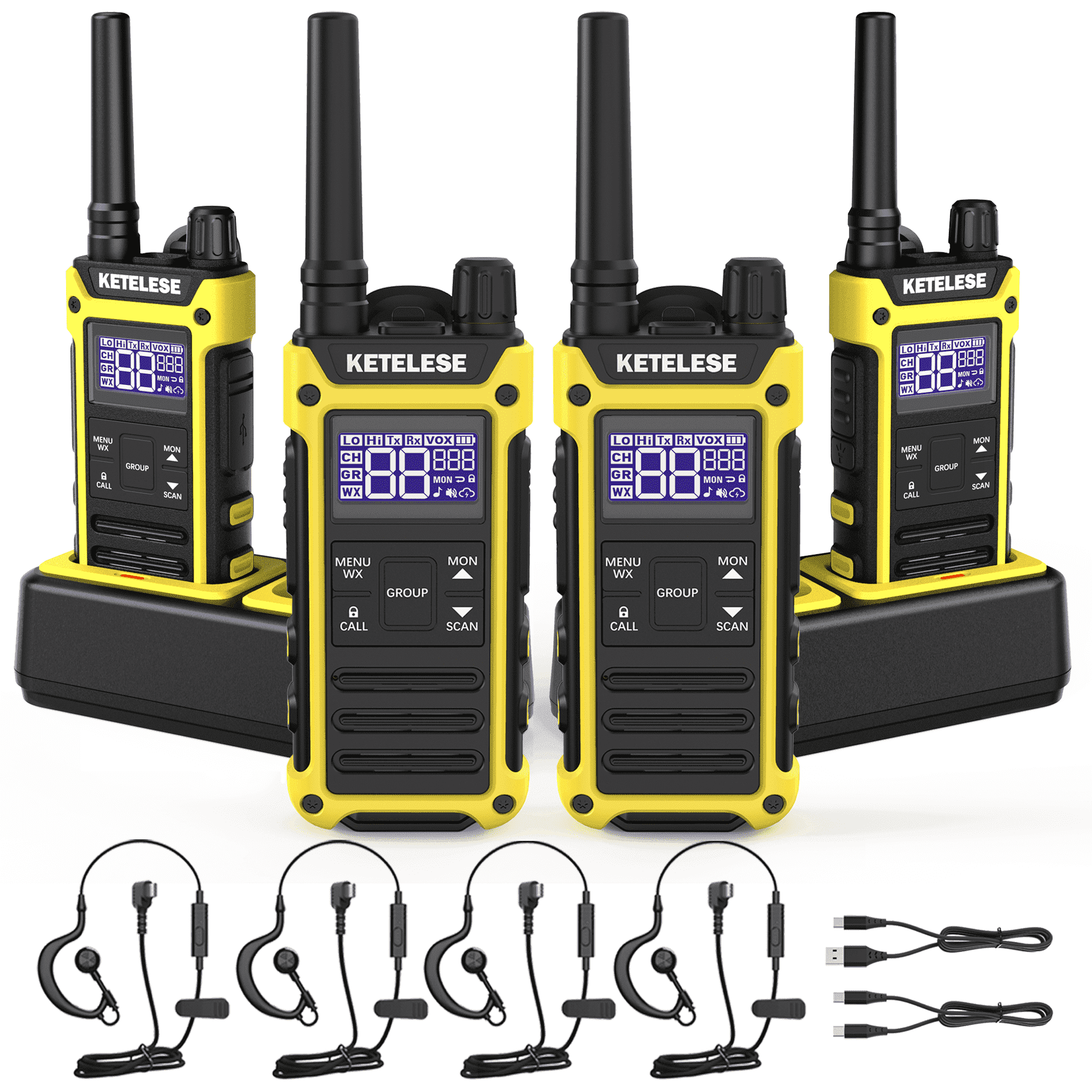 KETELESE T3F Waterproof Loud 2 Way Radios, FRS Long Range Walkie Talkie ...