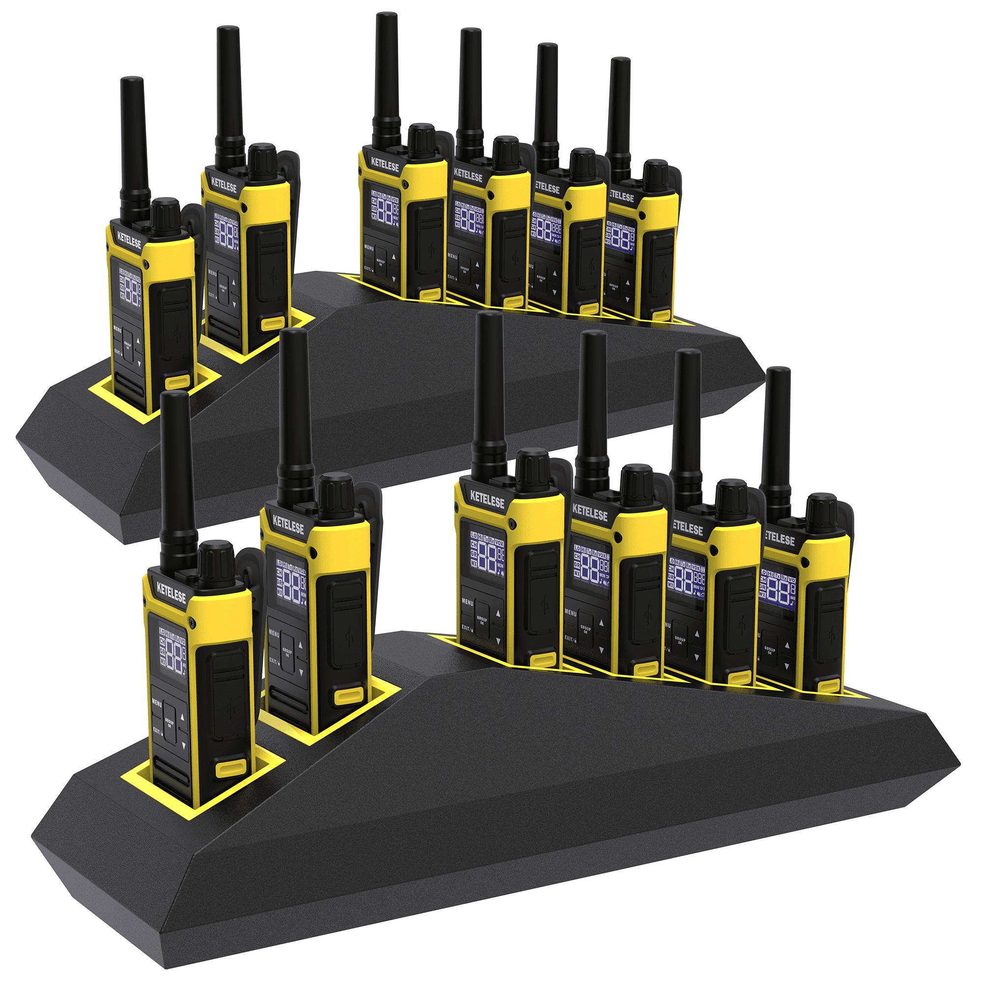 KETELESE T3F Waterproof Walkie Talkies 12 Pack, USB Rechargable, with ...