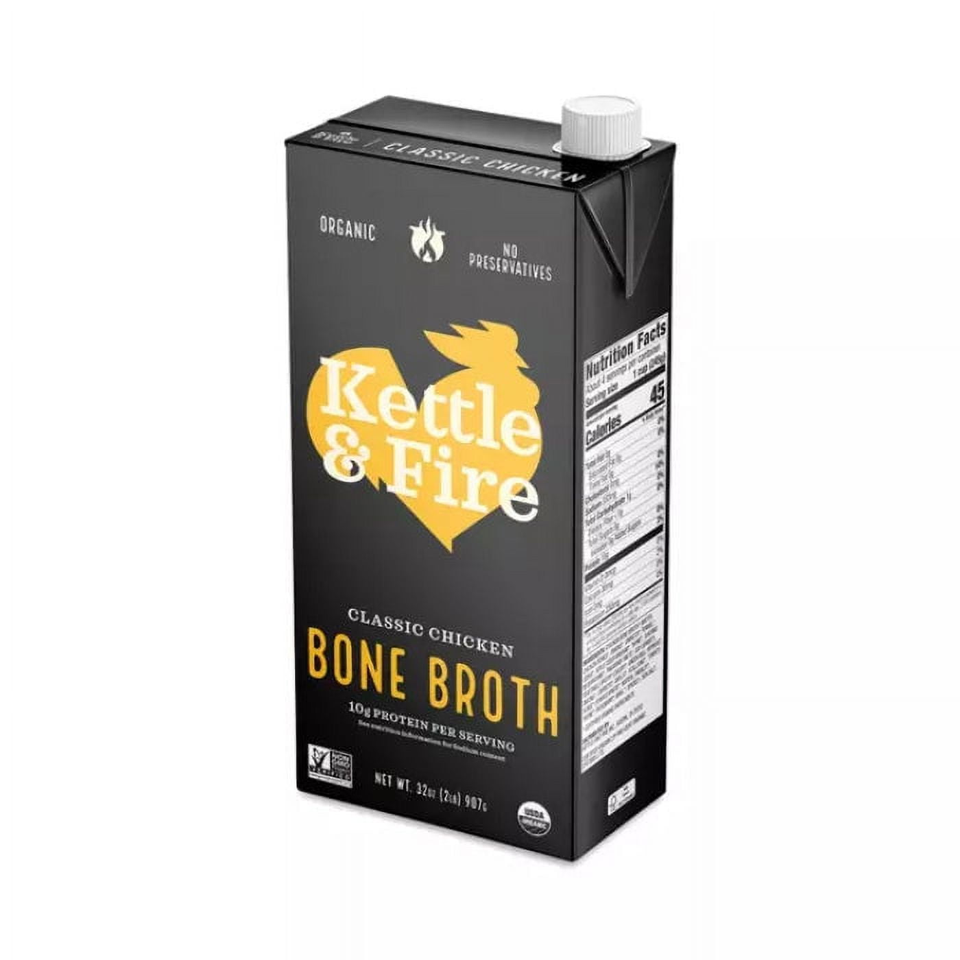 Kettle and Fire Chicken Bone Broth, 32oz - Pack of 6 - Walmart.com