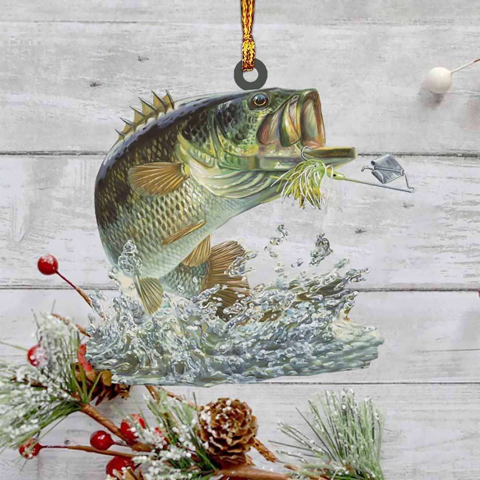 KEUSN Personalized Green Bass Fish Largemouth Flat 2D Christmas ...