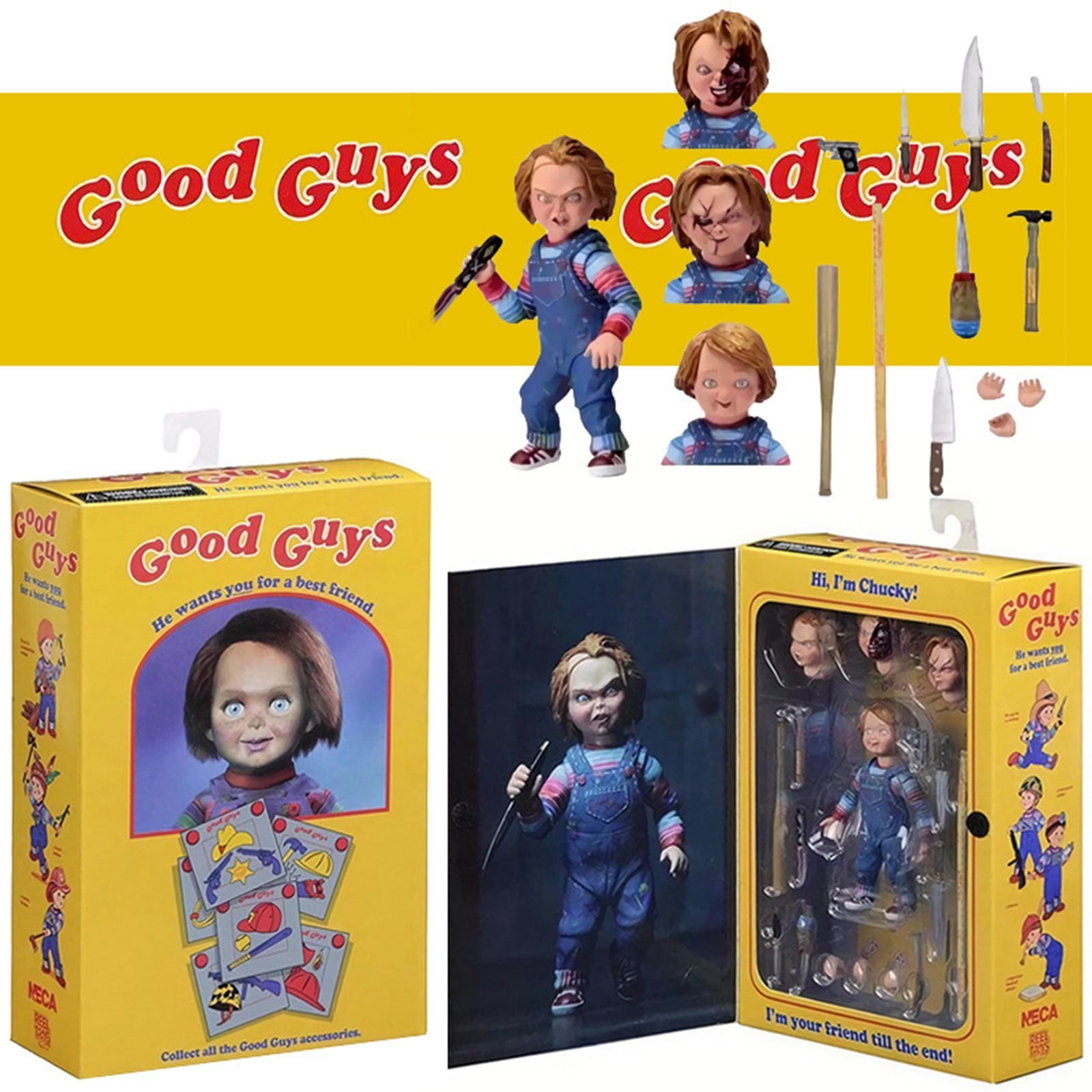KEVCHE 4.7" Halloween Chucky Action Figure Toys, Horror Figures Horror ...