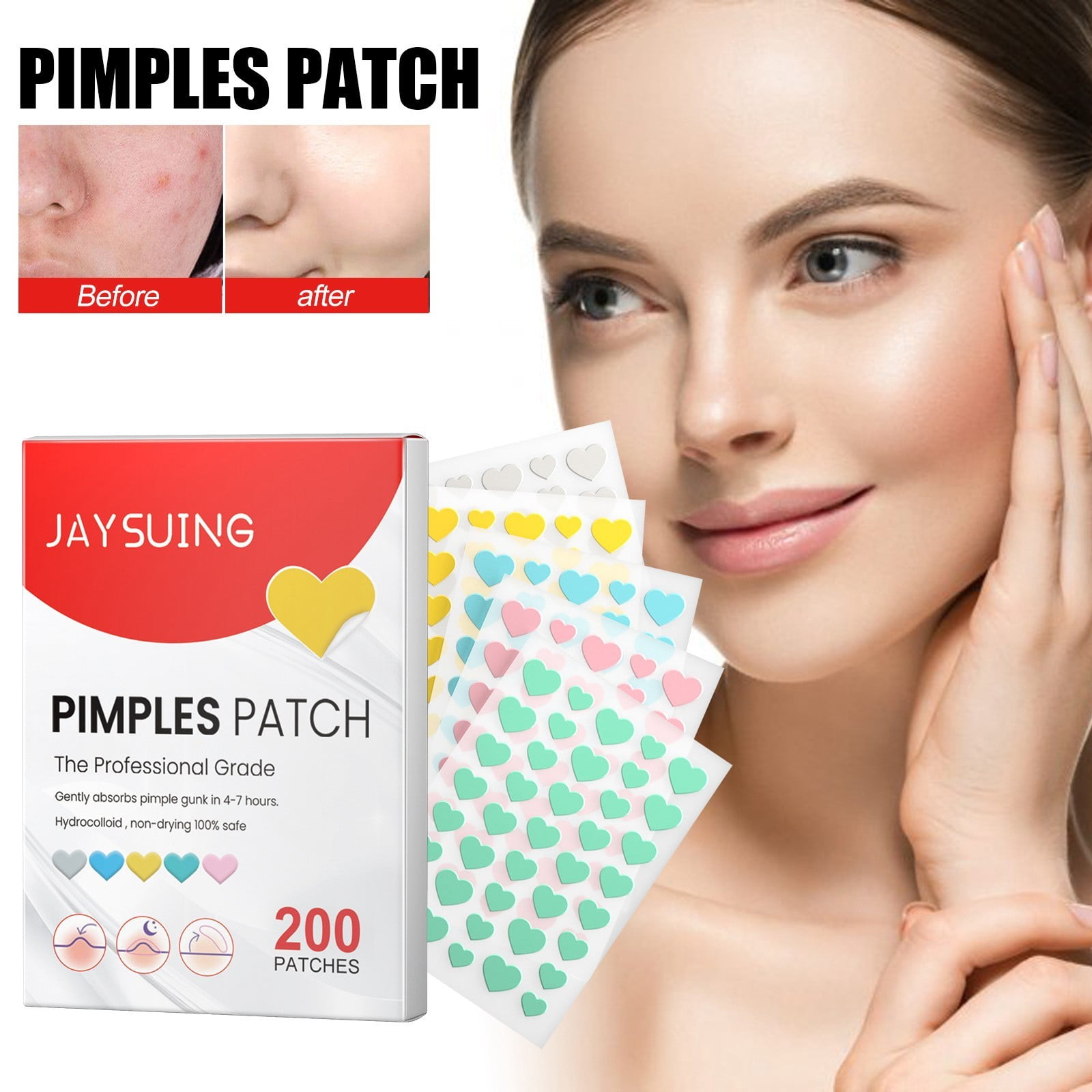 KEVCHE Pimple Patches Invisible, Heart-Shaped Diffrent Colors for Face ...