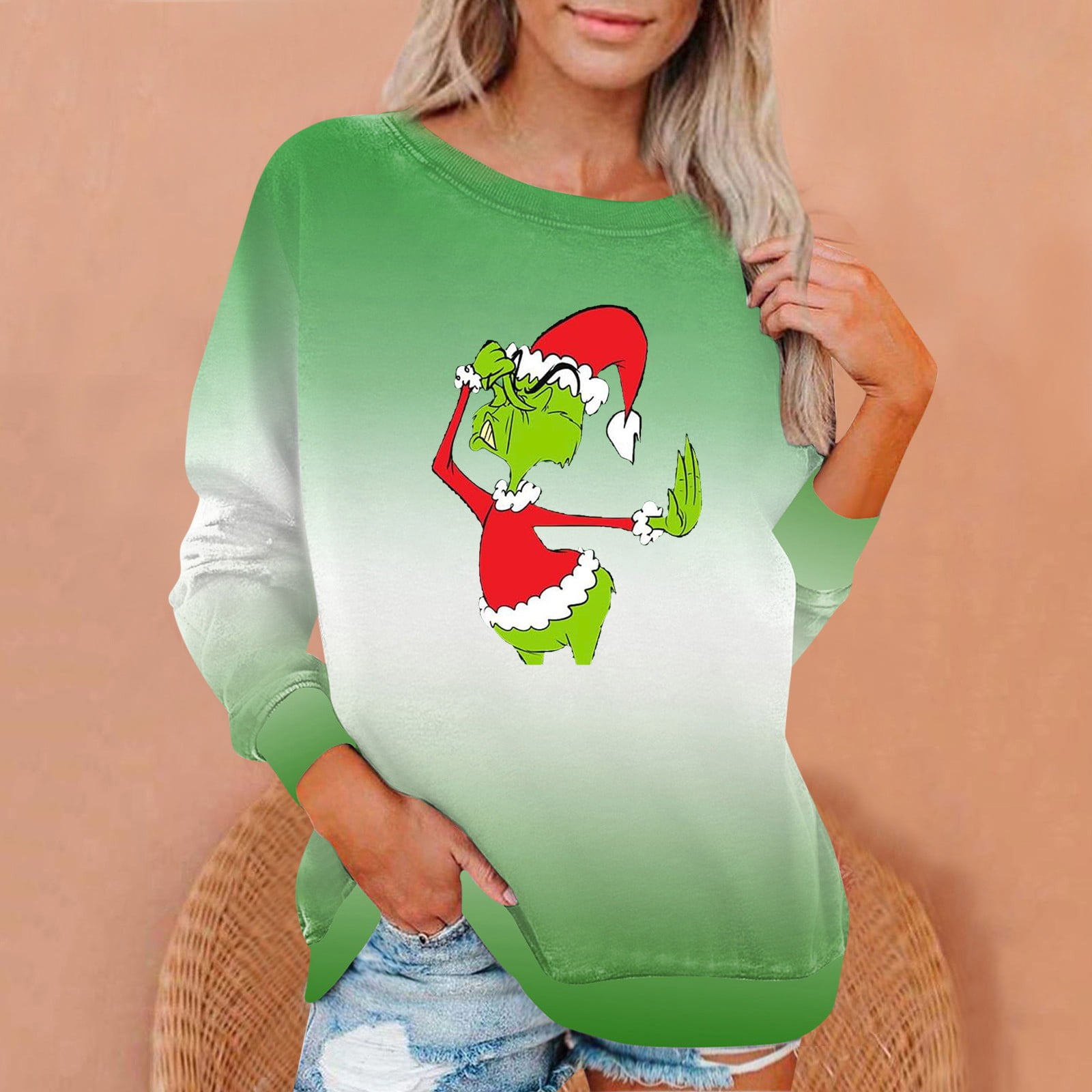 KEVCHE Christmas Clothes Grinch Costume Hoodie Grinch Women's Blouse ...