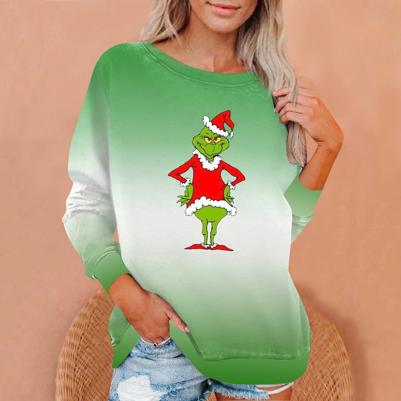 KEVCHE Christmas Clothes Grinch Costume Hoodie Grinch Women's Blouse ...