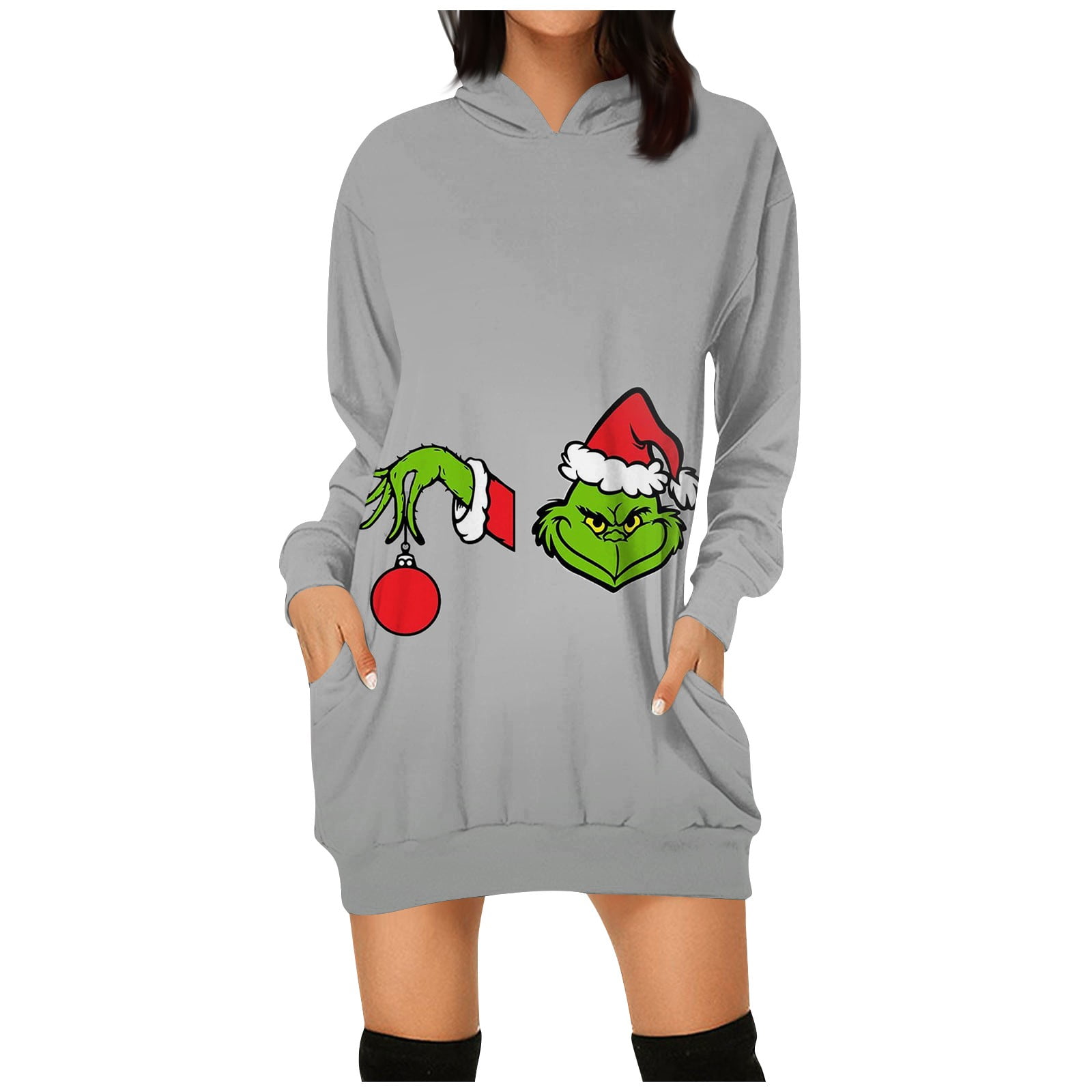 KEVCHE Christmas Clothing Grinch Costume Hoodie Grinch Women's Casual ...