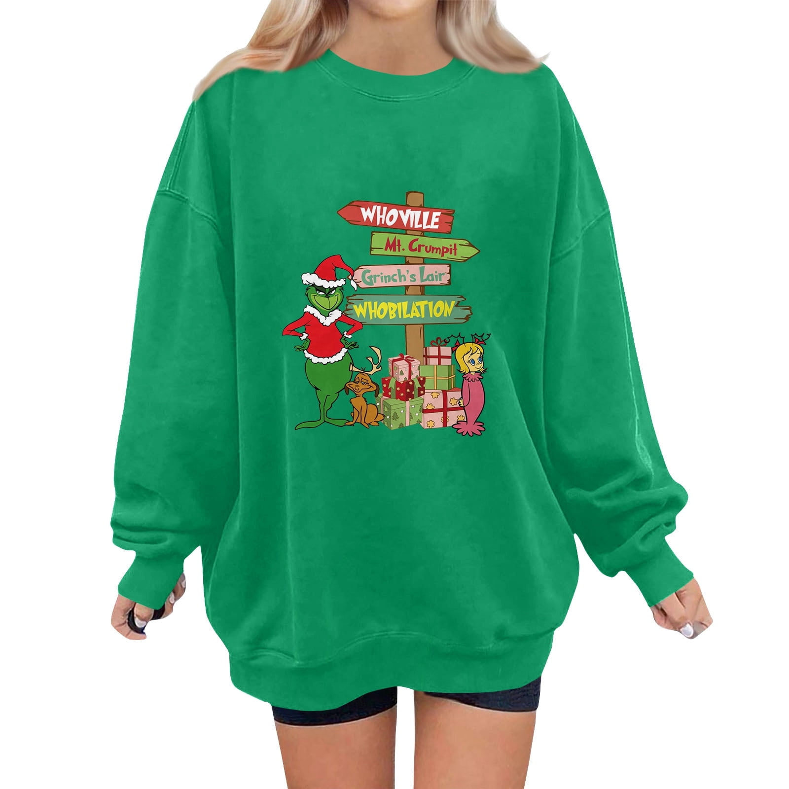 KEVCHE Christmas Clothing Grinch Costume Hoodie Grinch Women's Casual ...