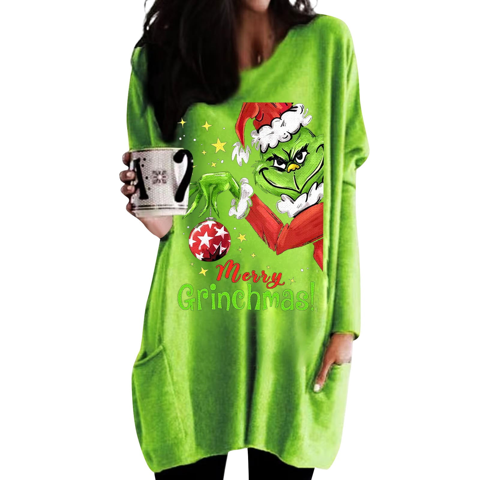 KEVCHE Christmas Clothing Grinch Costume Hoodie Grinch Women's Spring ...