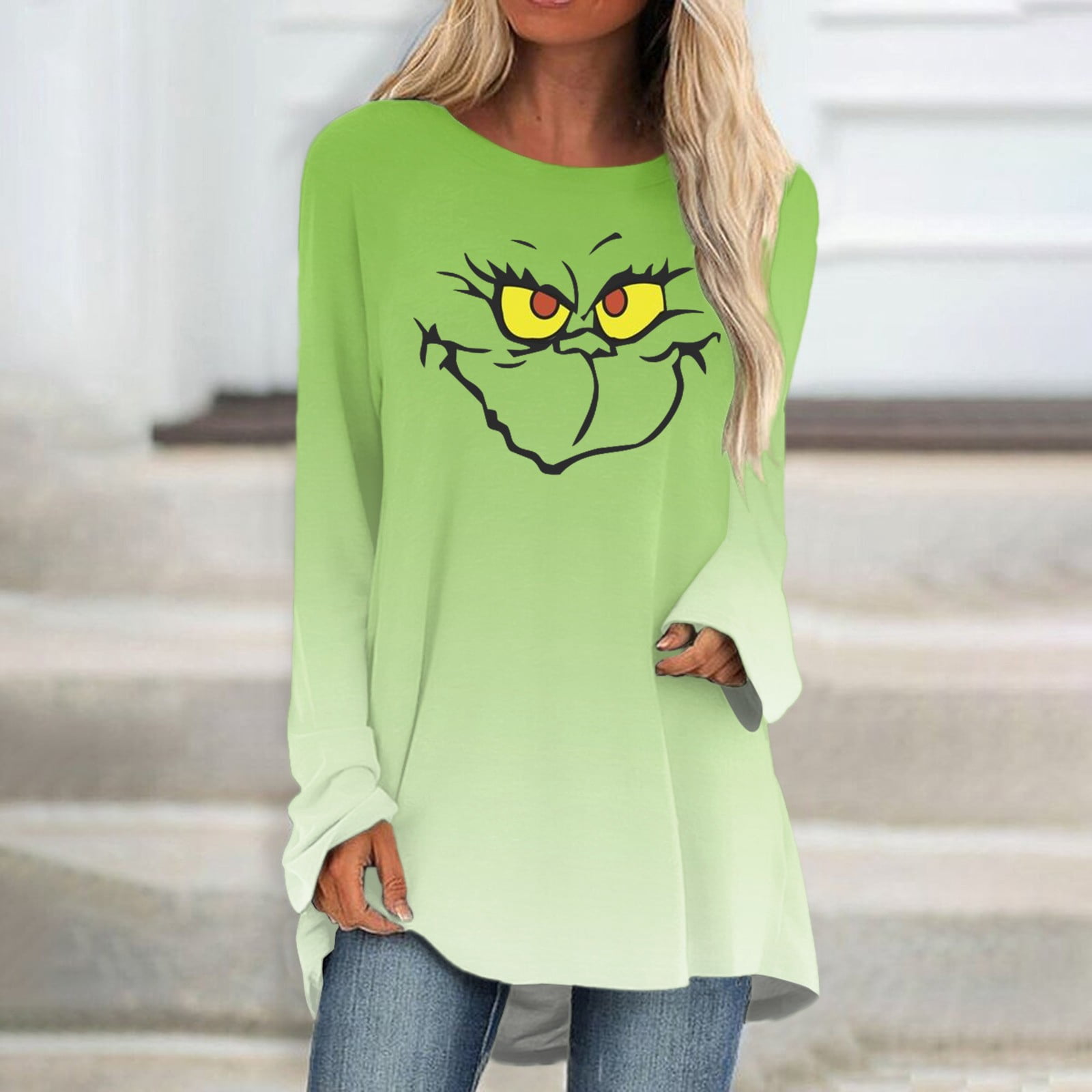 KEVCHE Christmas Clothing Grinch Costume Sweater Grinch Ladies Casual ...