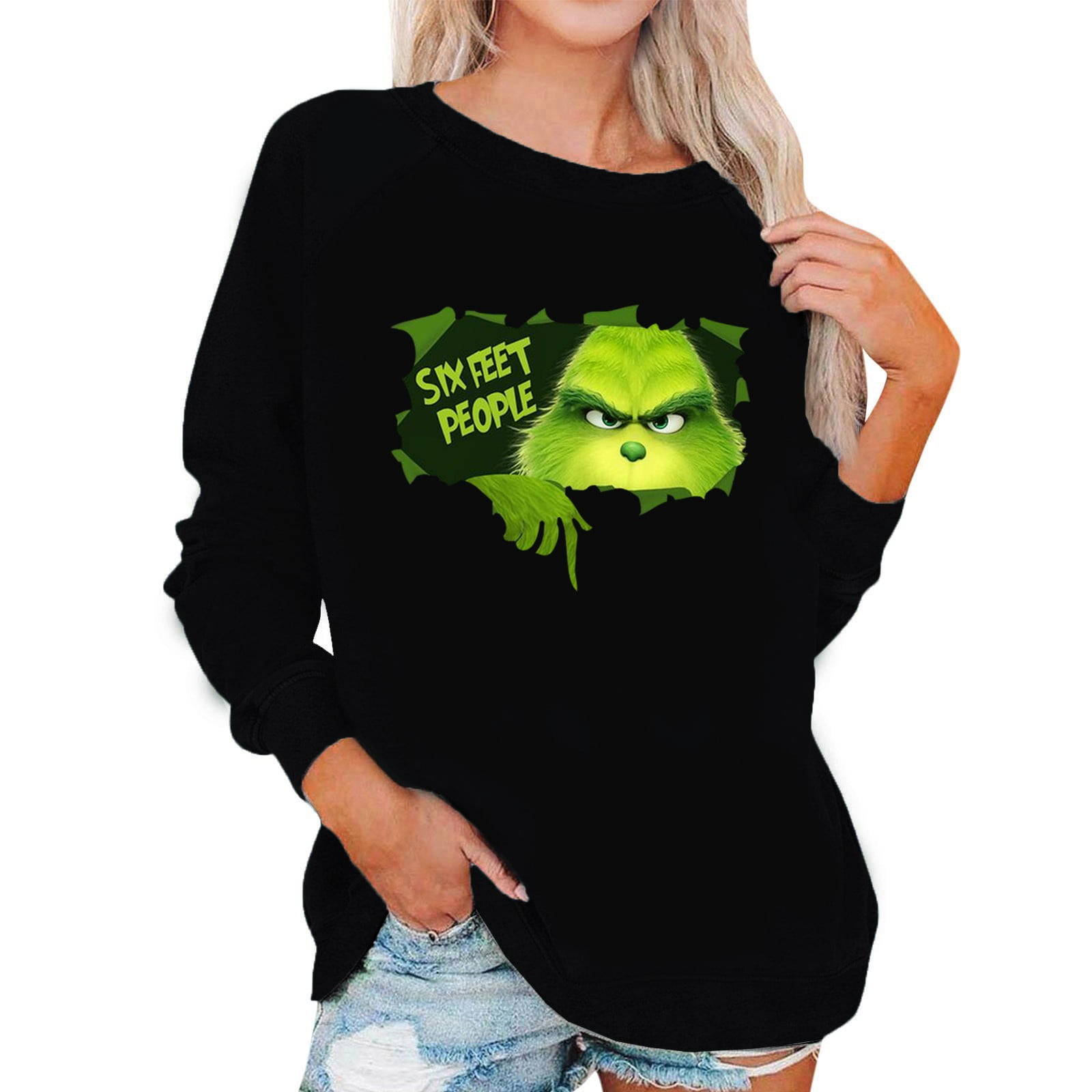 KEVCHE Christmas Clothing Grinch Costume Sweatshirts Grinch Women's ...