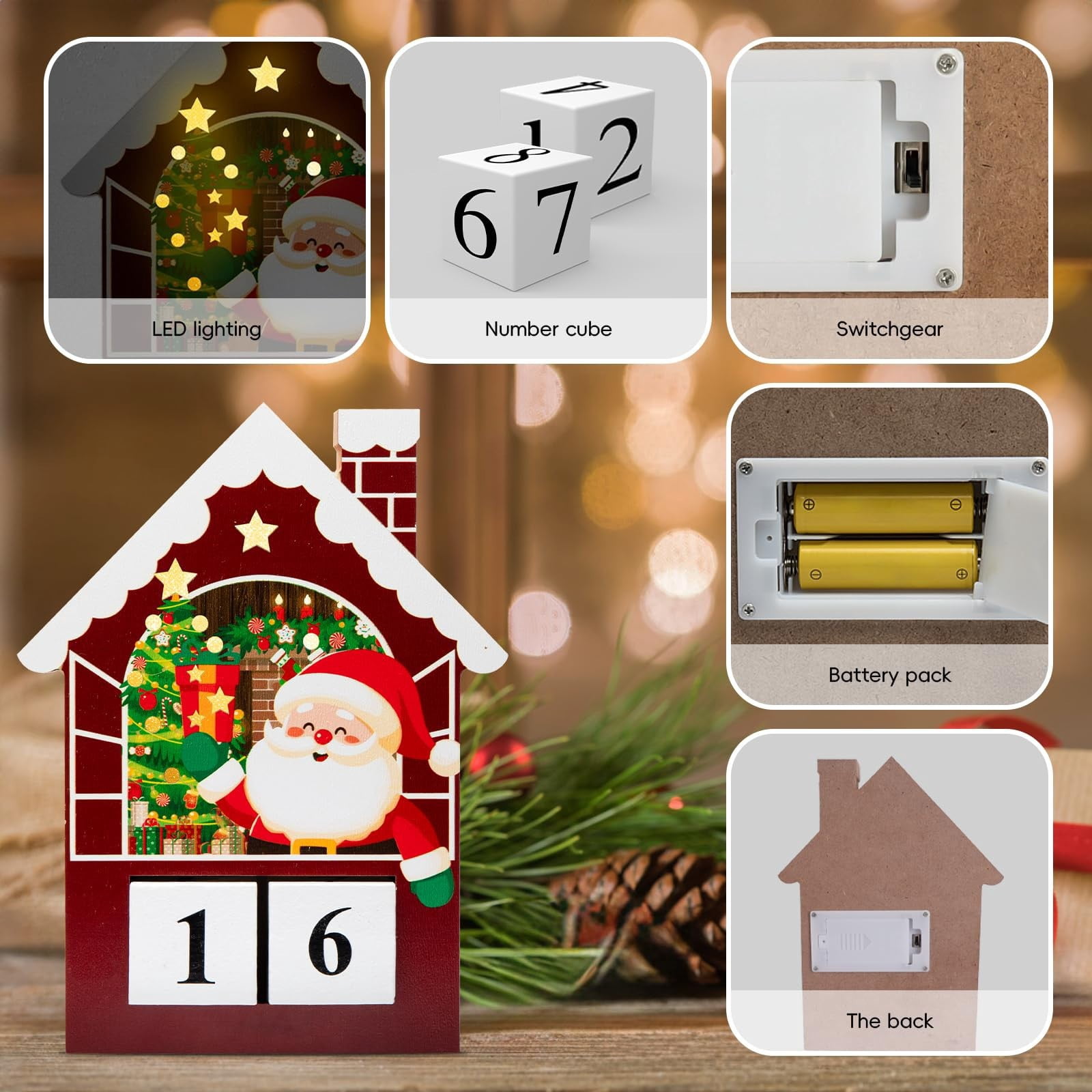 KEVCHE Christmas Decorations 2024 Christmas Countdown Block With ...