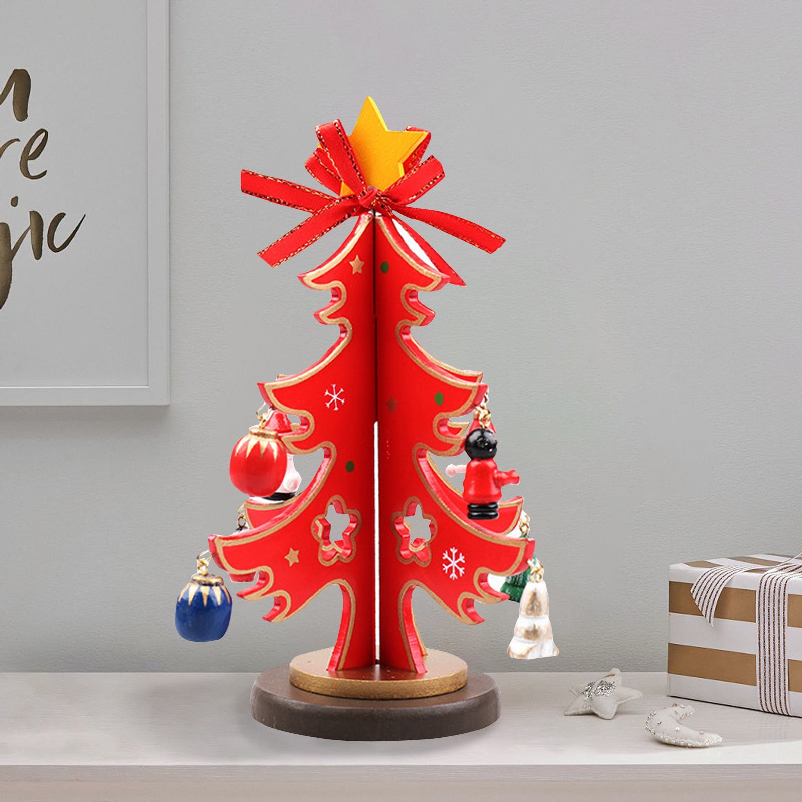 KEVCHE Christmas Decorations 2024 Wooden Christmas Tree Tabletop 3D ...