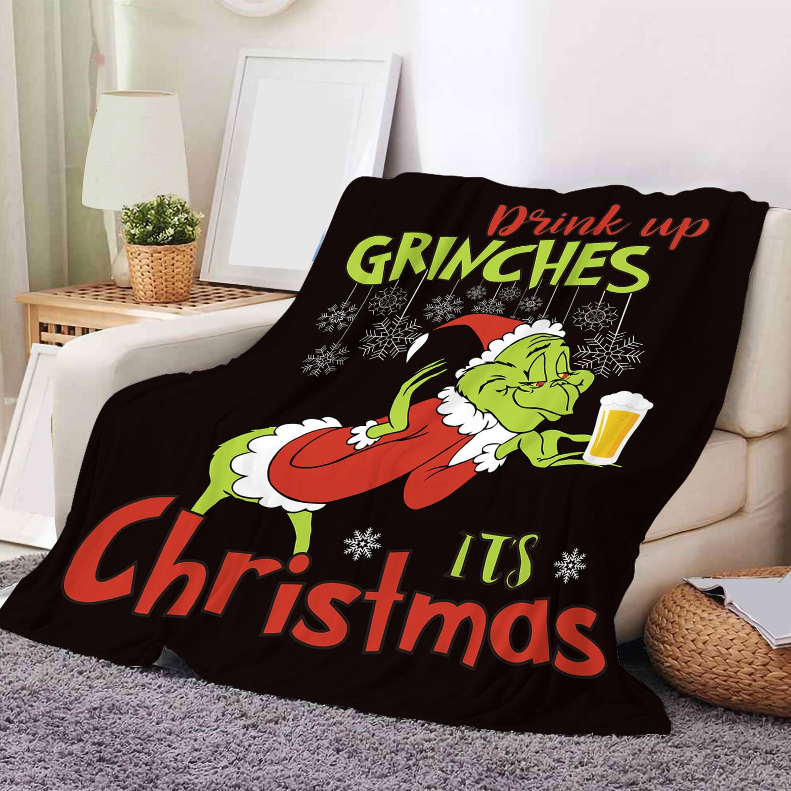 KEVCHE Grinch Christmas Decorations, Christmas Blanket Soft Flannel ...