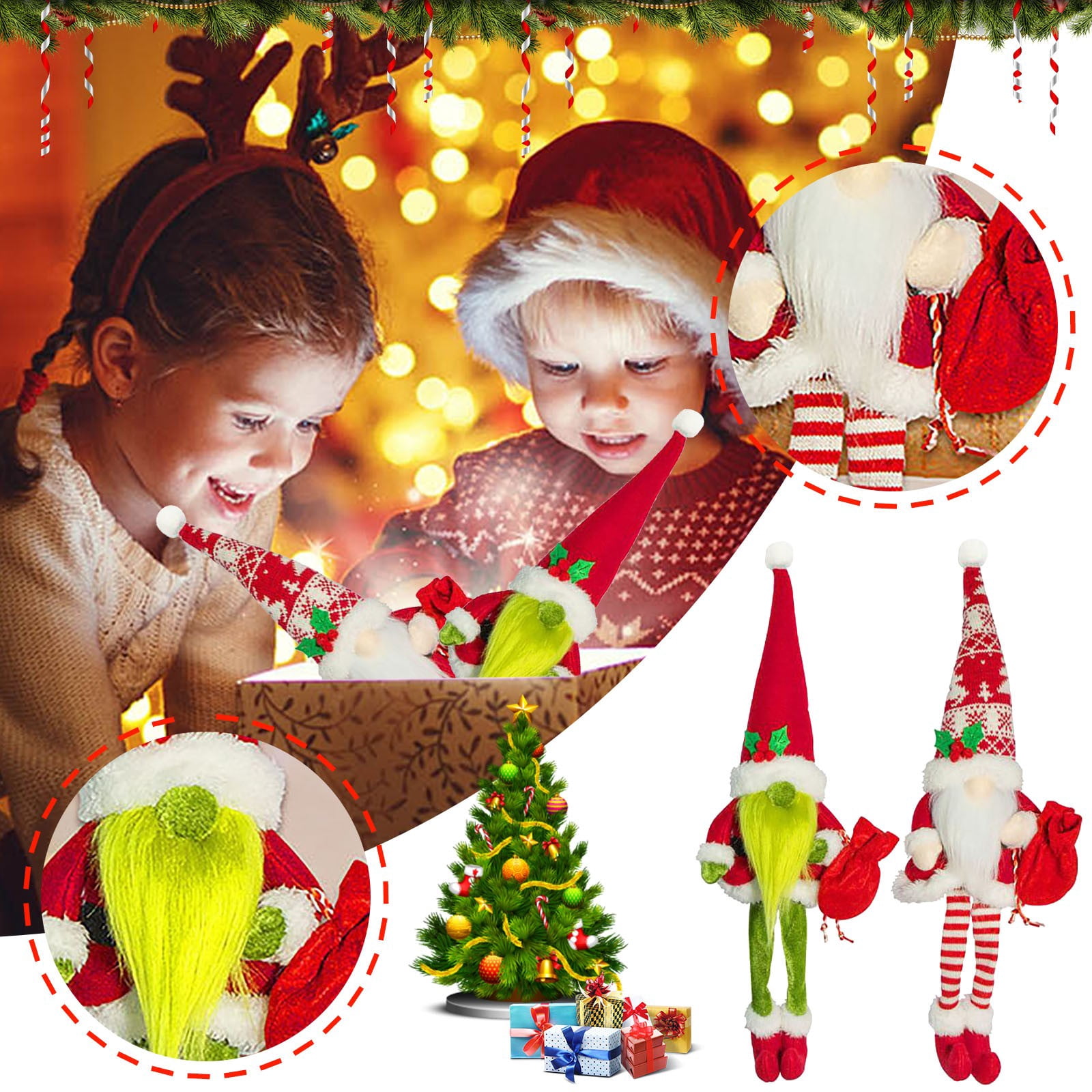 KEVCHE Grinch Christmas Decorations, Faceless Green Hairy Monsters Old ...