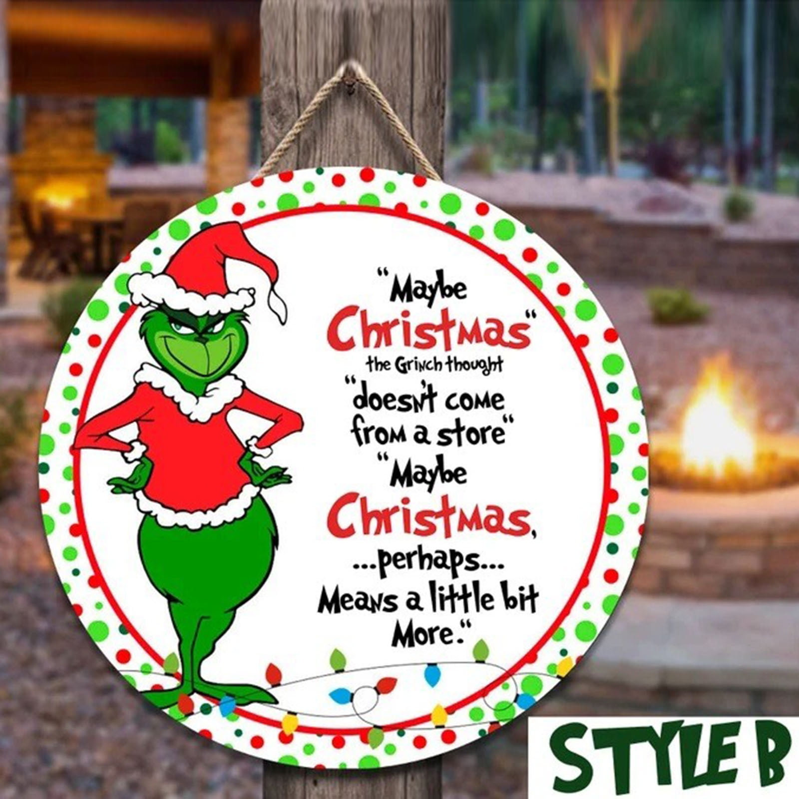 KEVCHE Grinch Christmas Decorations, Hanging Signs Door Sign for ...