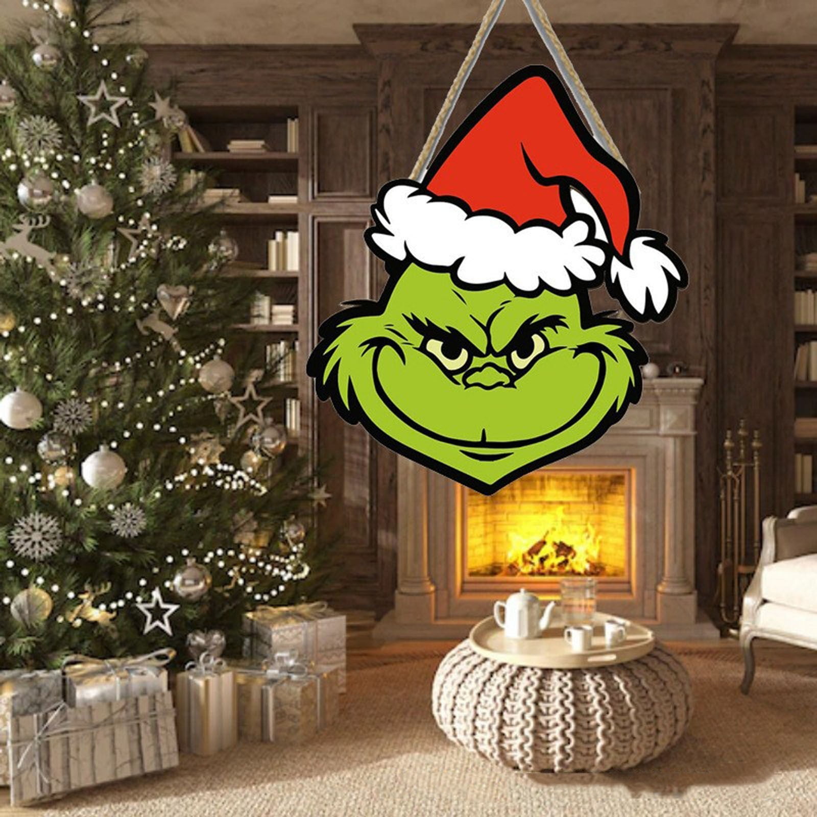 KEVCHE Grinch Christmas Decorations, Hanging Signs Door Sign for Grinch ...