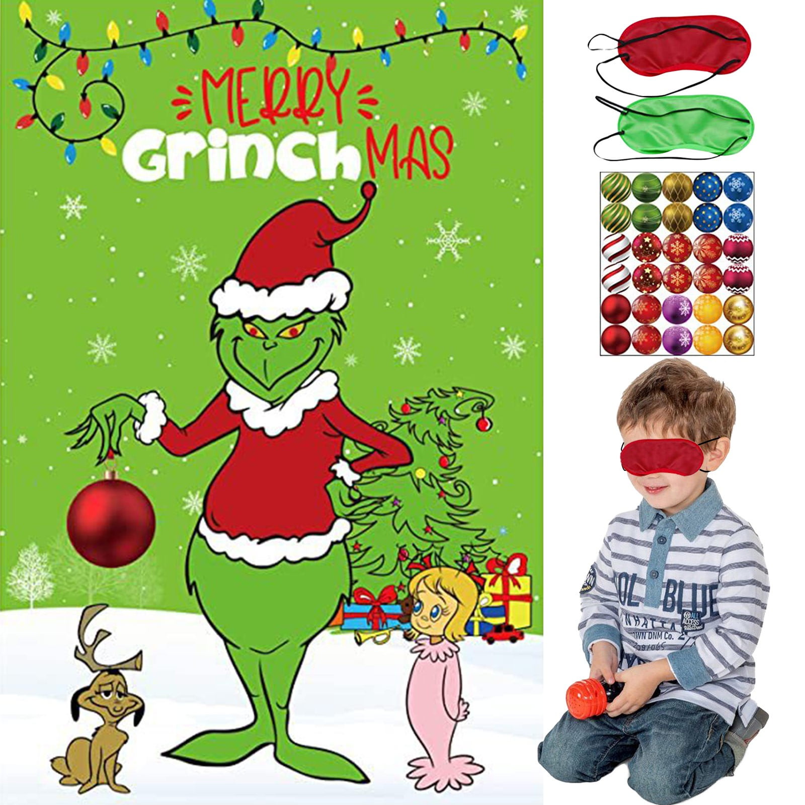 KEVCHE Grinch Christmas Decorations, Pin The Tail Game Greentown ...