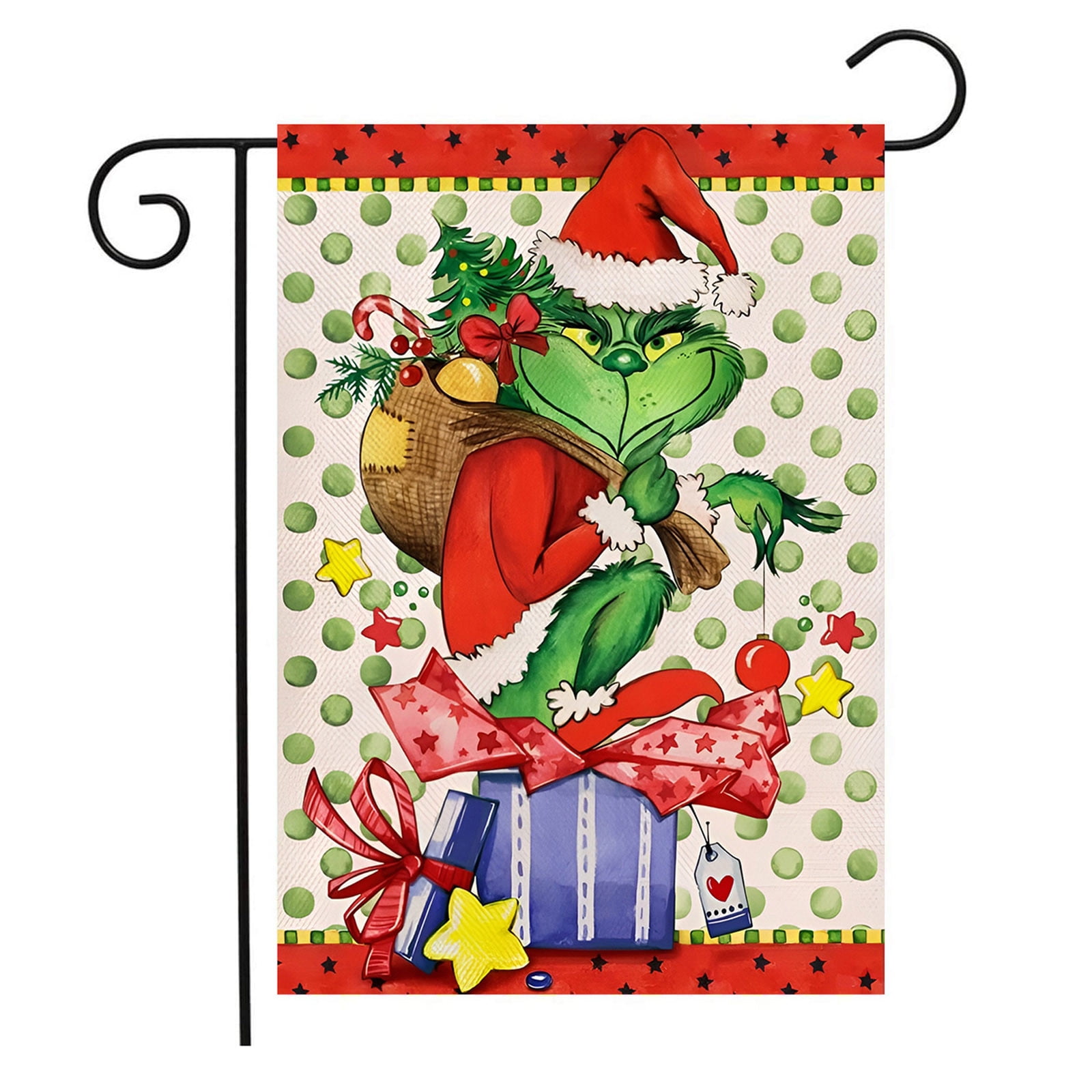 KEVCHE Grinch Christmas Decorations, Welcome Garden Flag Floral Cartoon ...