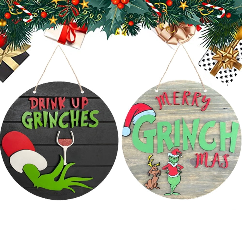 KEVCHE Grinch Christmas Decorations, Welcome Sign Funny Grinch Welcome ...