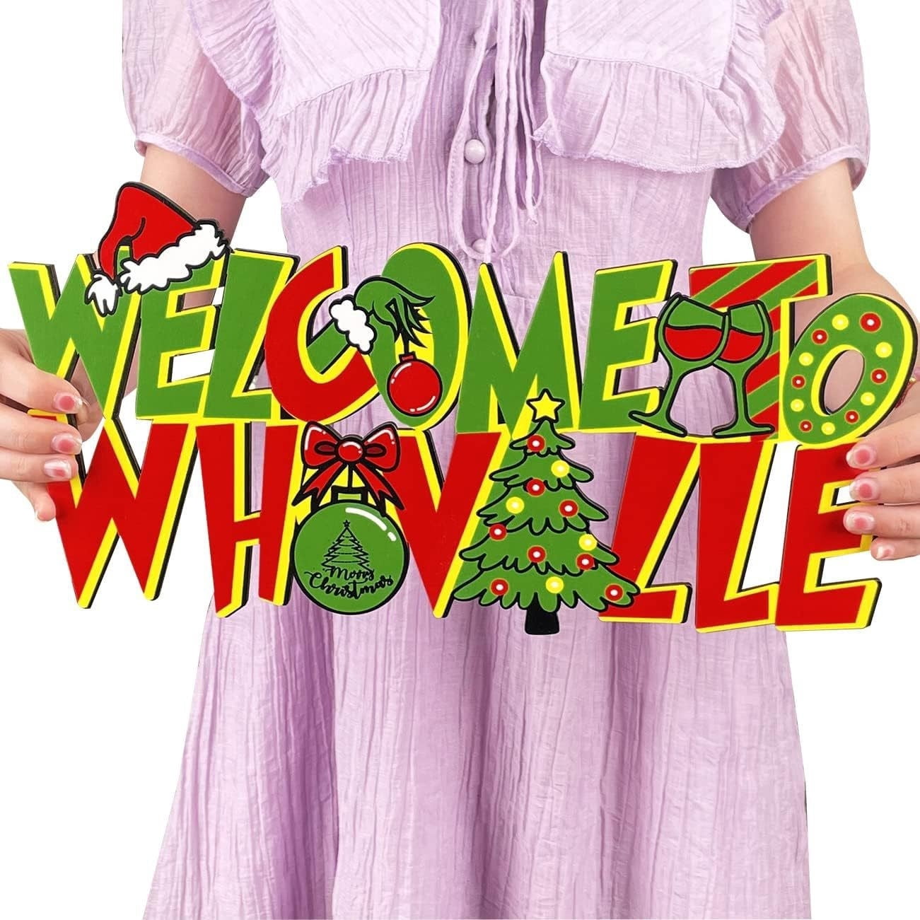 KEVCHE Grinch Christmas Decorations Wooden Tag, Merry Grinchmas Wooden ...