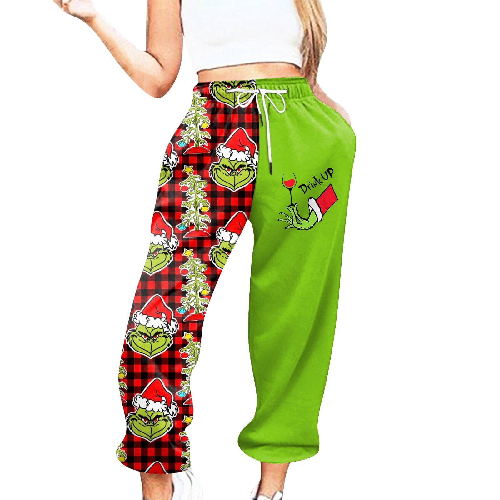 KEVCHE Grinch Clothes Christmas Pants Women's Casual Pants Grinch Print ...