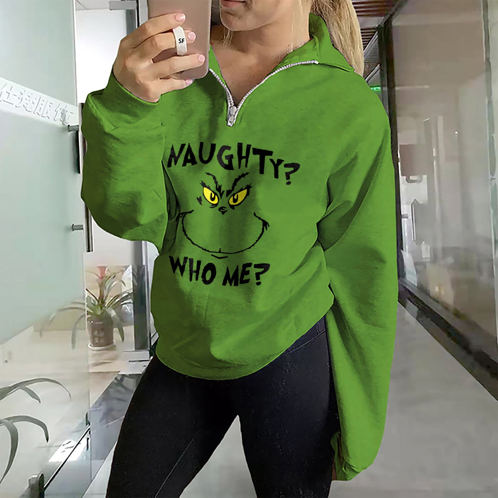 KEVCHE Grinch Costume Christmas Hoodie Grinch Fashion Women Casual V ...