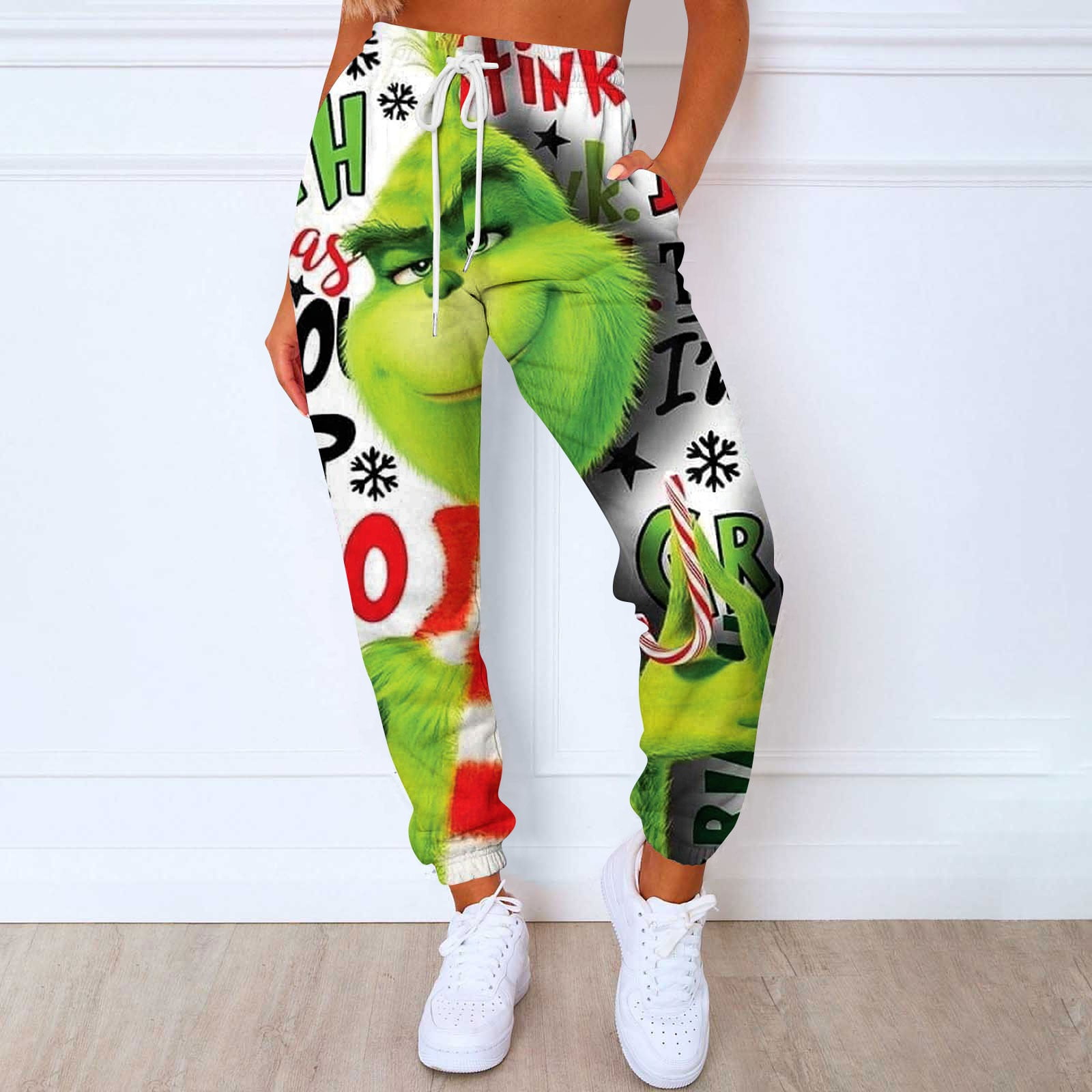 Merry Greenchmas! Christmas Grinch Pants Grinch Santa Claus Women ...