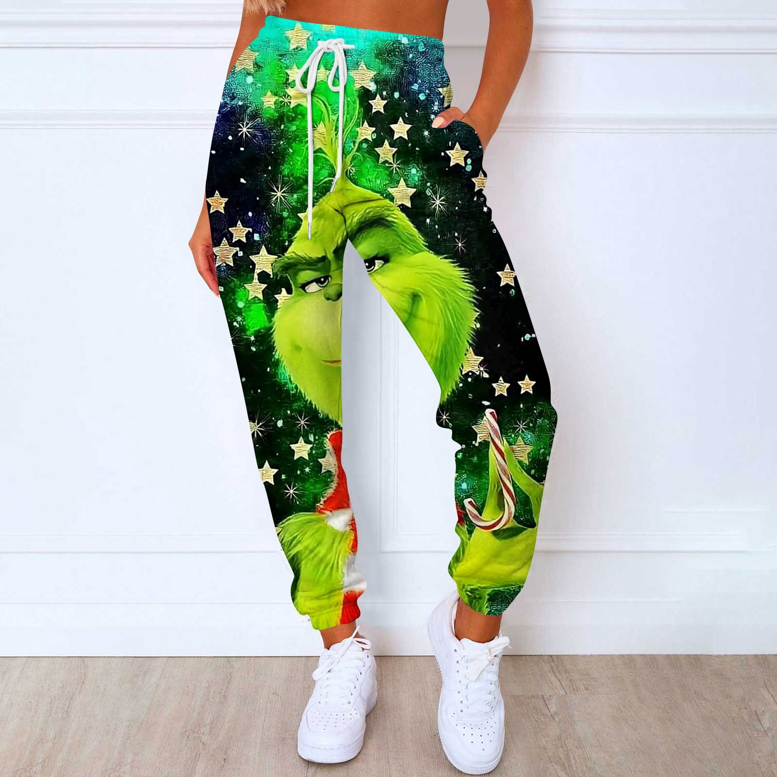 KEVCHE Grinch Costume Christmas Pants for Women, Trendy Sport ...