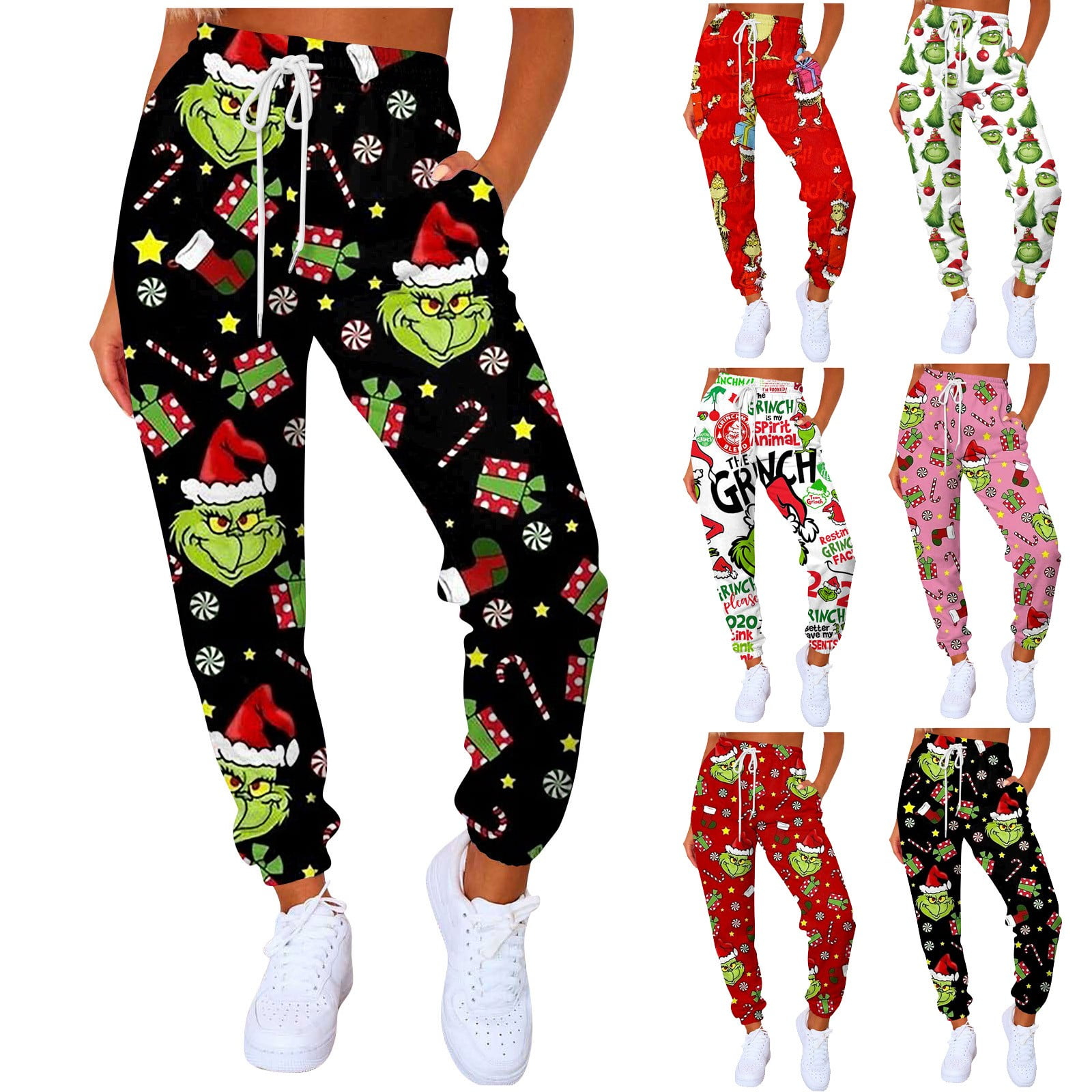 KEVCHE Grinch Costume Christmas Pants, Women's Trendy Sport Christmas ...