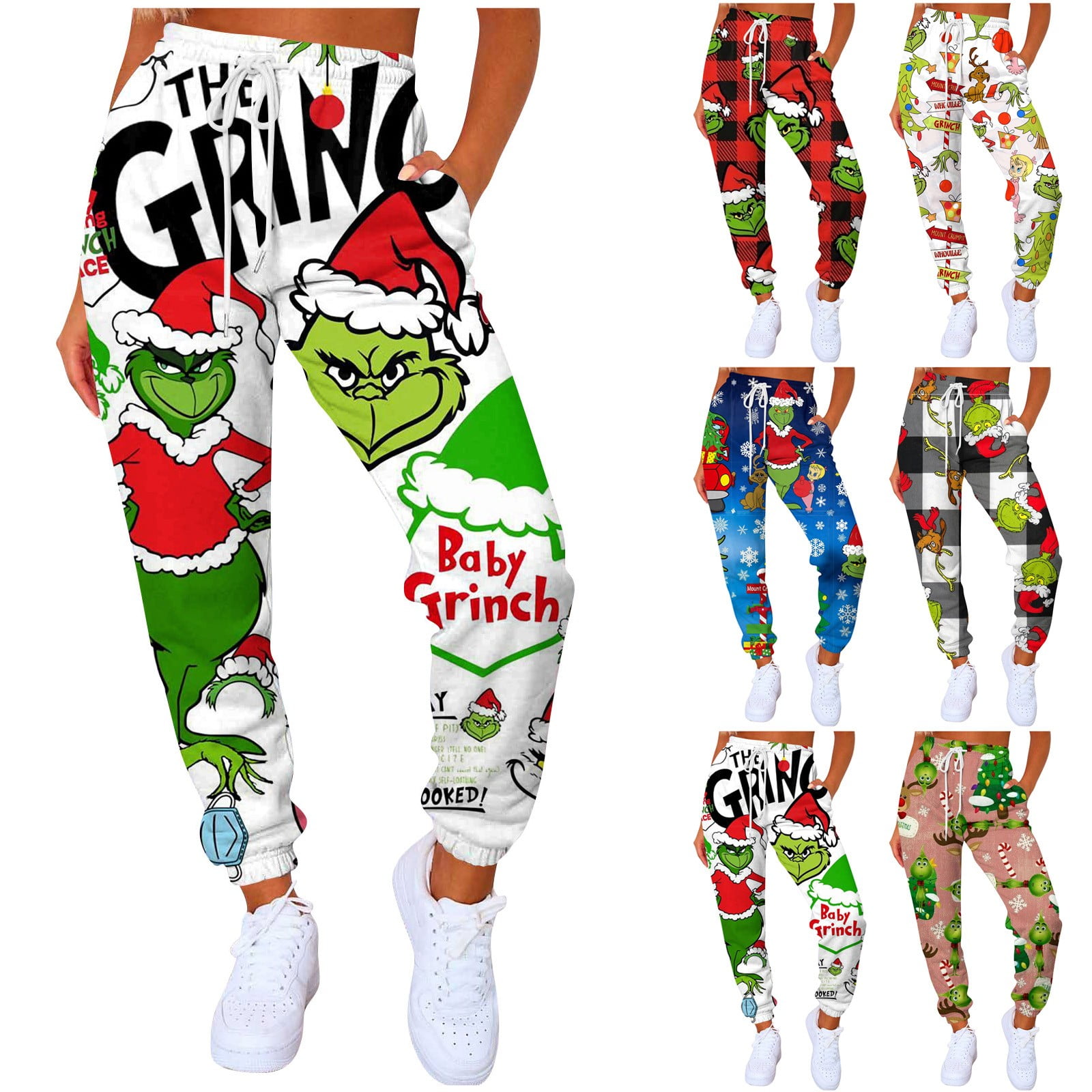 KEVCHE Grinch Costume Christmas Pants, Women's Trendy Sport Printed ...