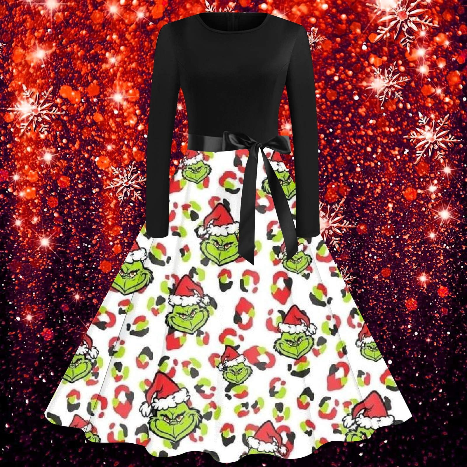 KEVCHE Grinch Costume Christmas Skirts, Christmas Flare Dress Long ...