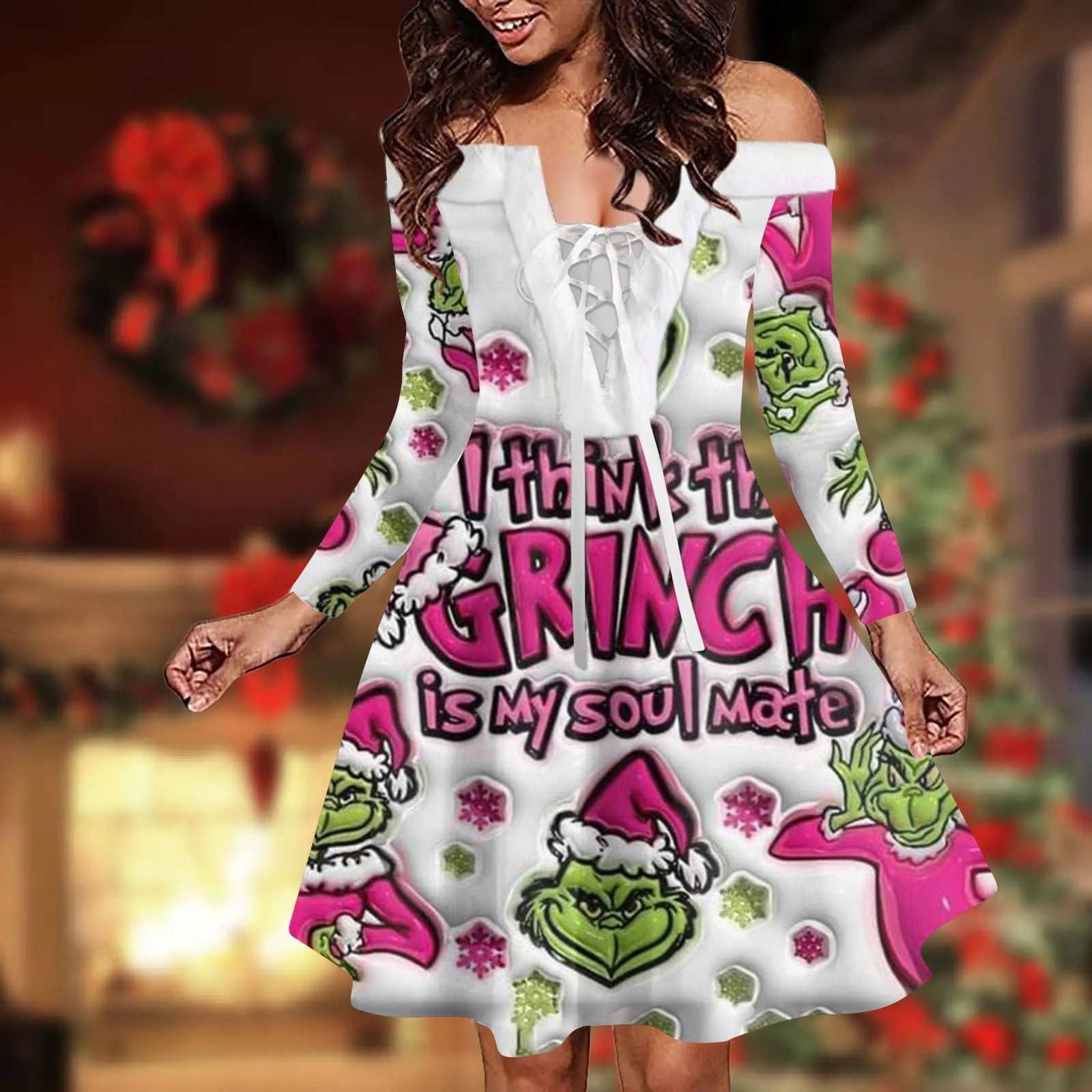 KEVCHE Grinch Costume Christmas Skirts, Women's Grinch Casual One ...