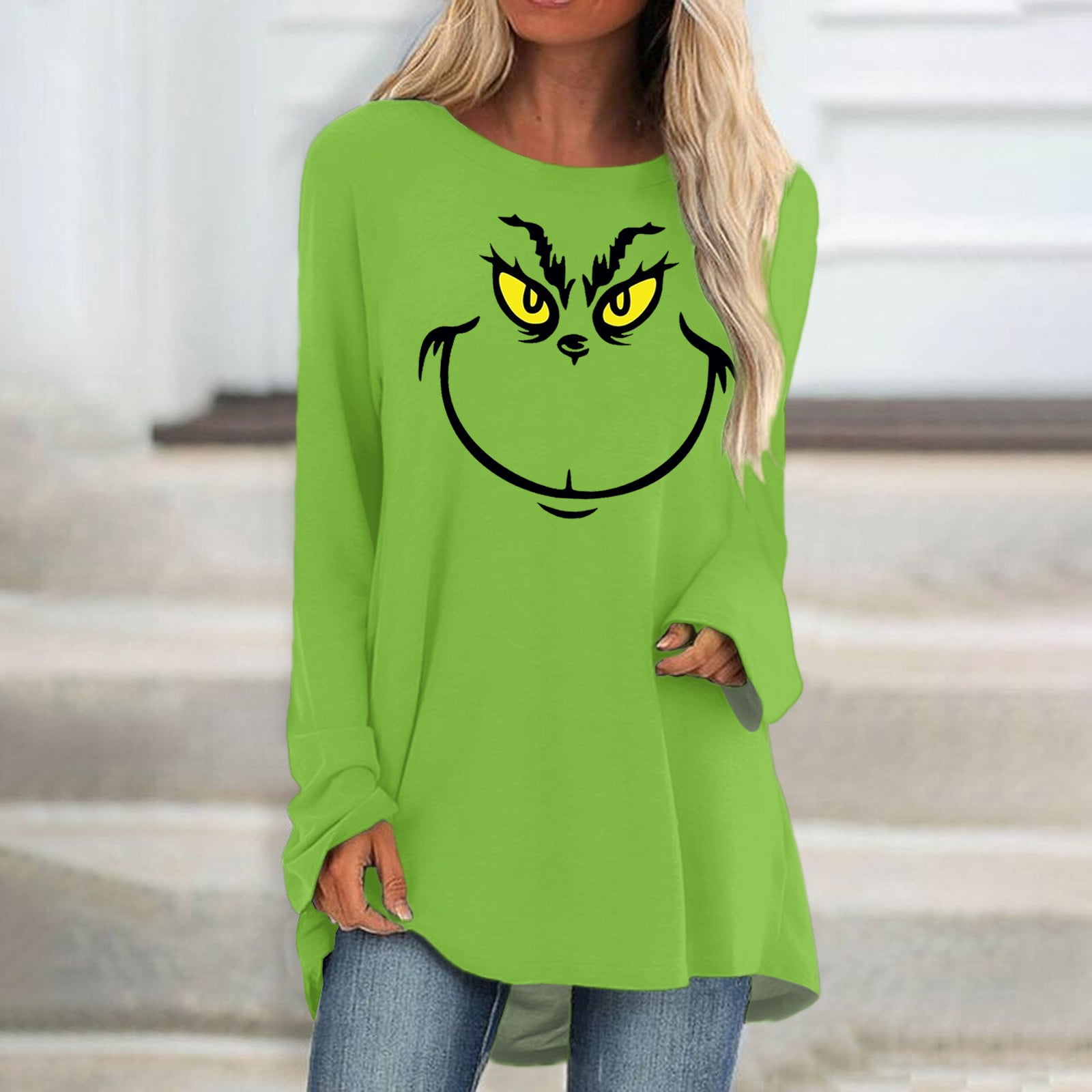 KEVCHE Grinch Costume Christmas Sweatshirts, Fashion Plus Size Women's ...