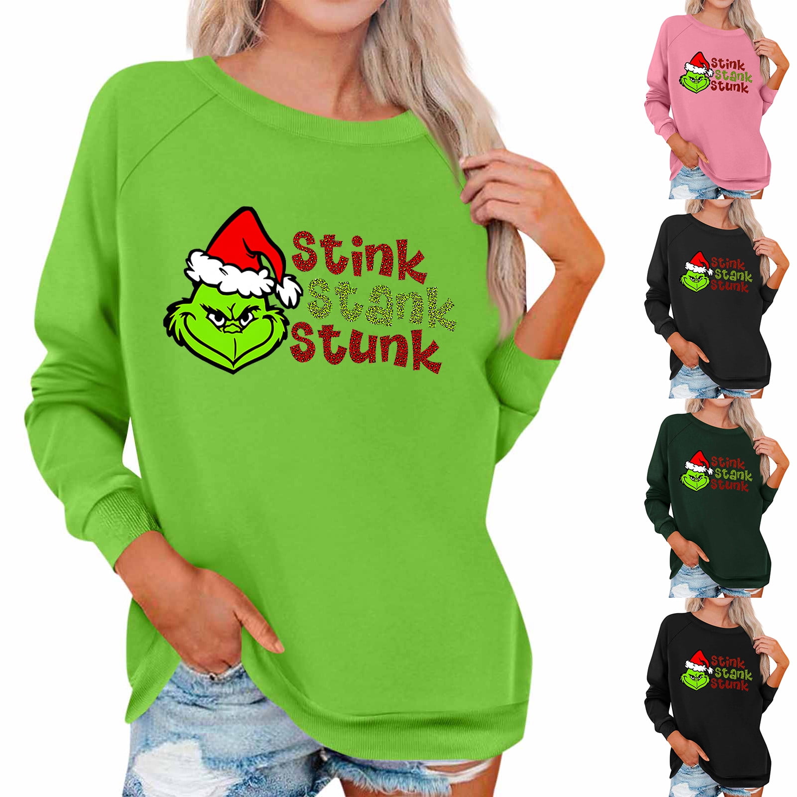KEVCHE Grinch Costume Christmas Sweatshirts Grinch Decor Blouses for ...