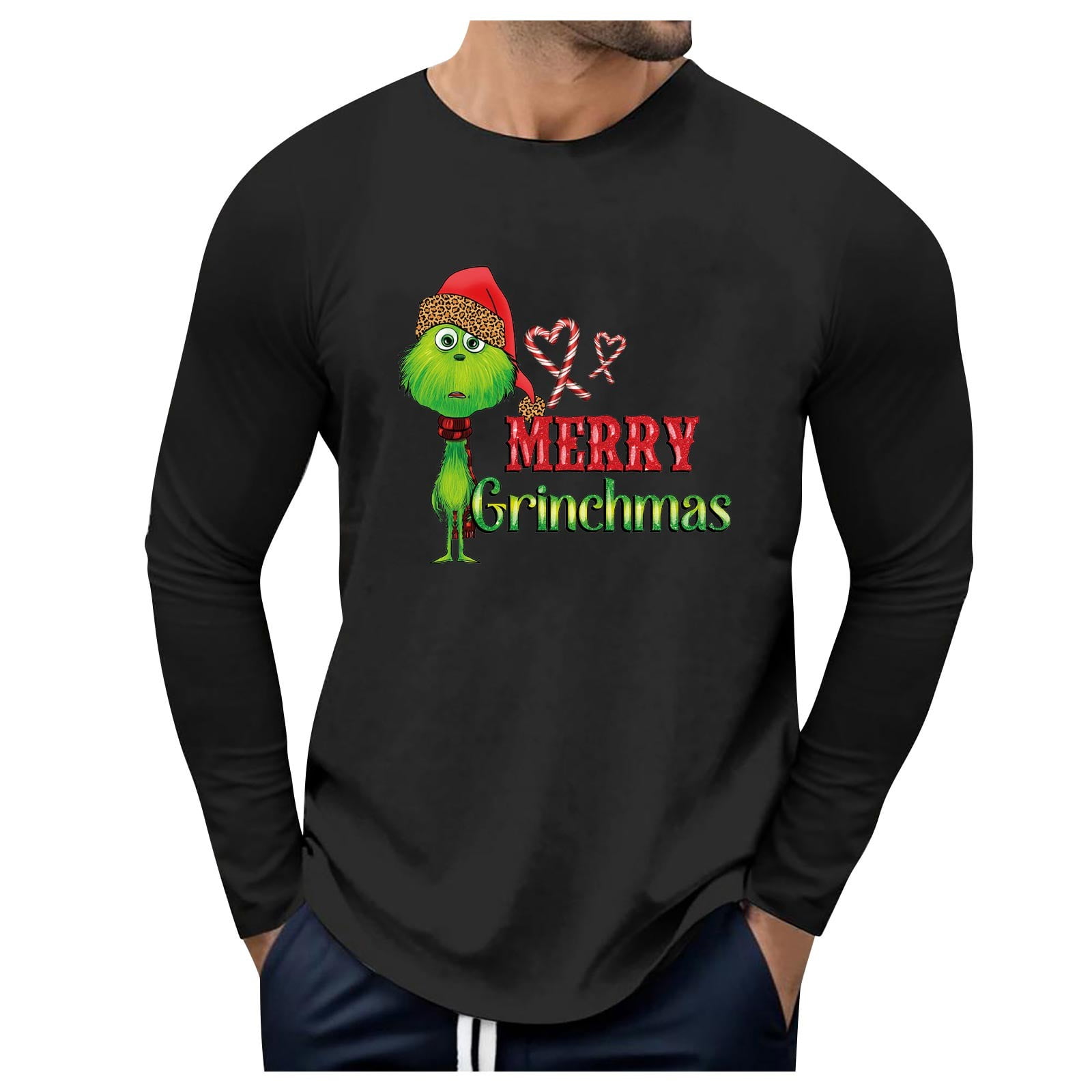 KEVCHE Grinch Costume Christmas Sweatshirts Grinch Men's Round Neck ...