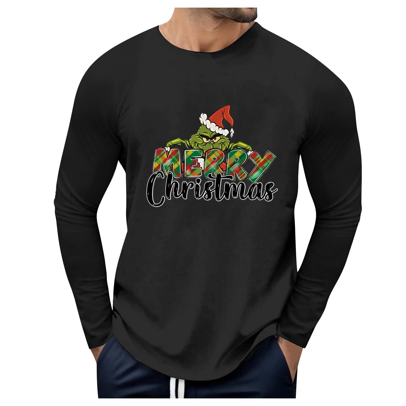 KEVCHE Grinch Costume Christmas Sweatshirts Grinch Men's Round Neck ...