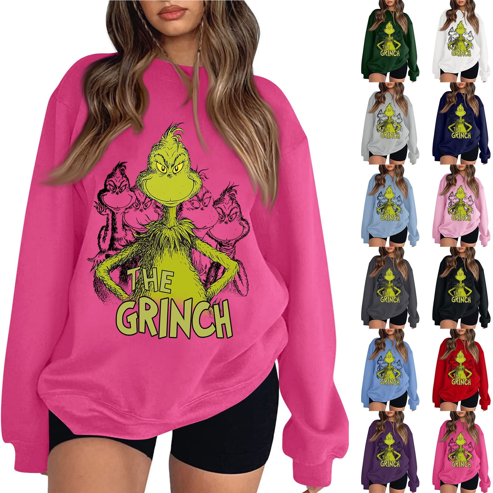 KEVCHE Grinch Costume Christmas Sweatshirts, Women's Casual Grinch ...