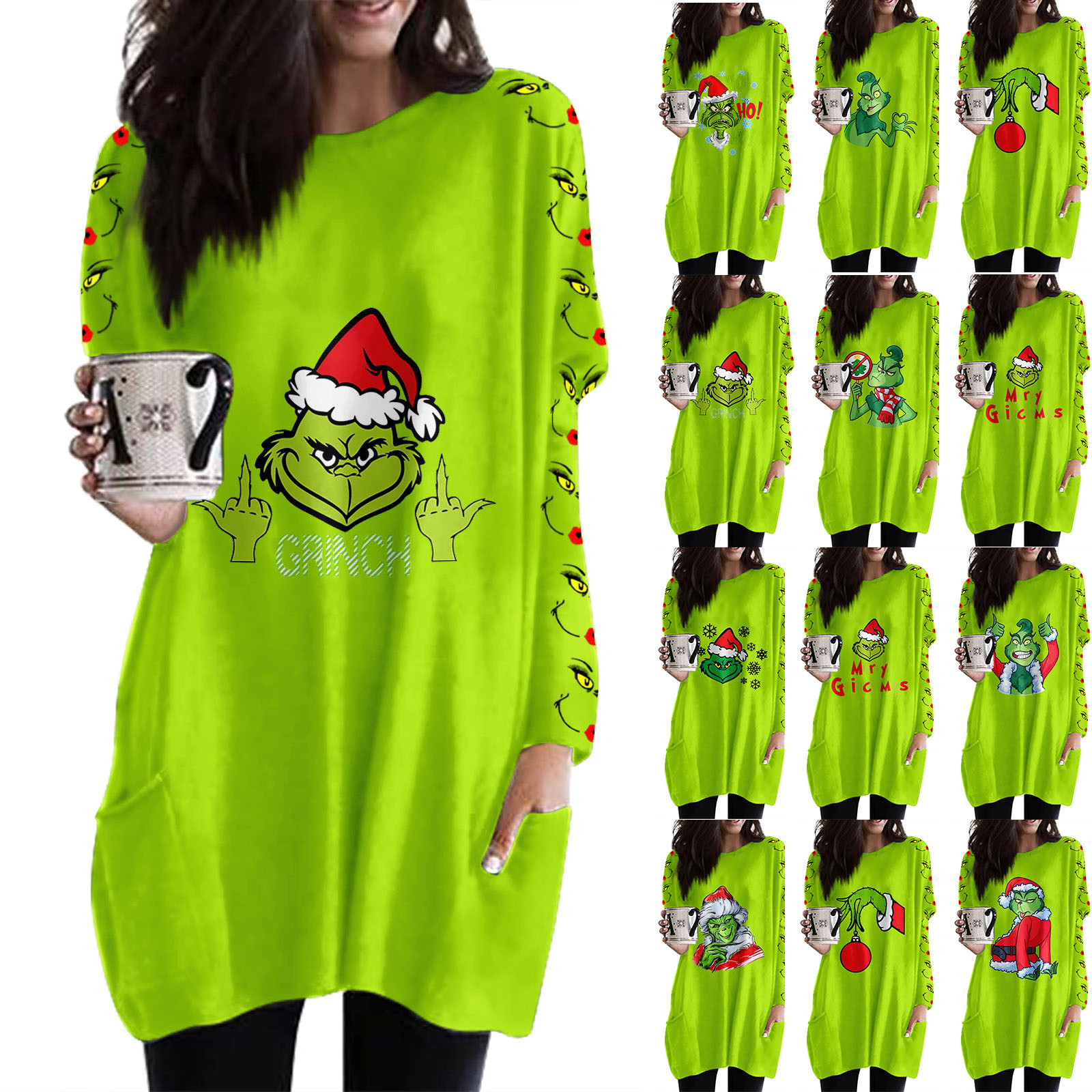 KEVCHE Grinch Costume Christmas Sweatshirts Grinch Women's Fashion ...