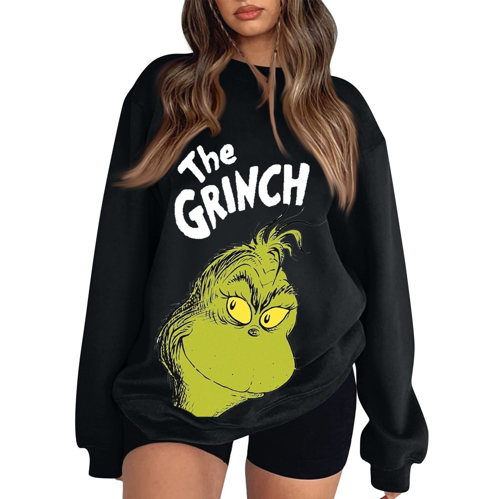 KEVCHE Grinch Costume Christmas Sweatshirts, Women's Trendy Casual Long ...