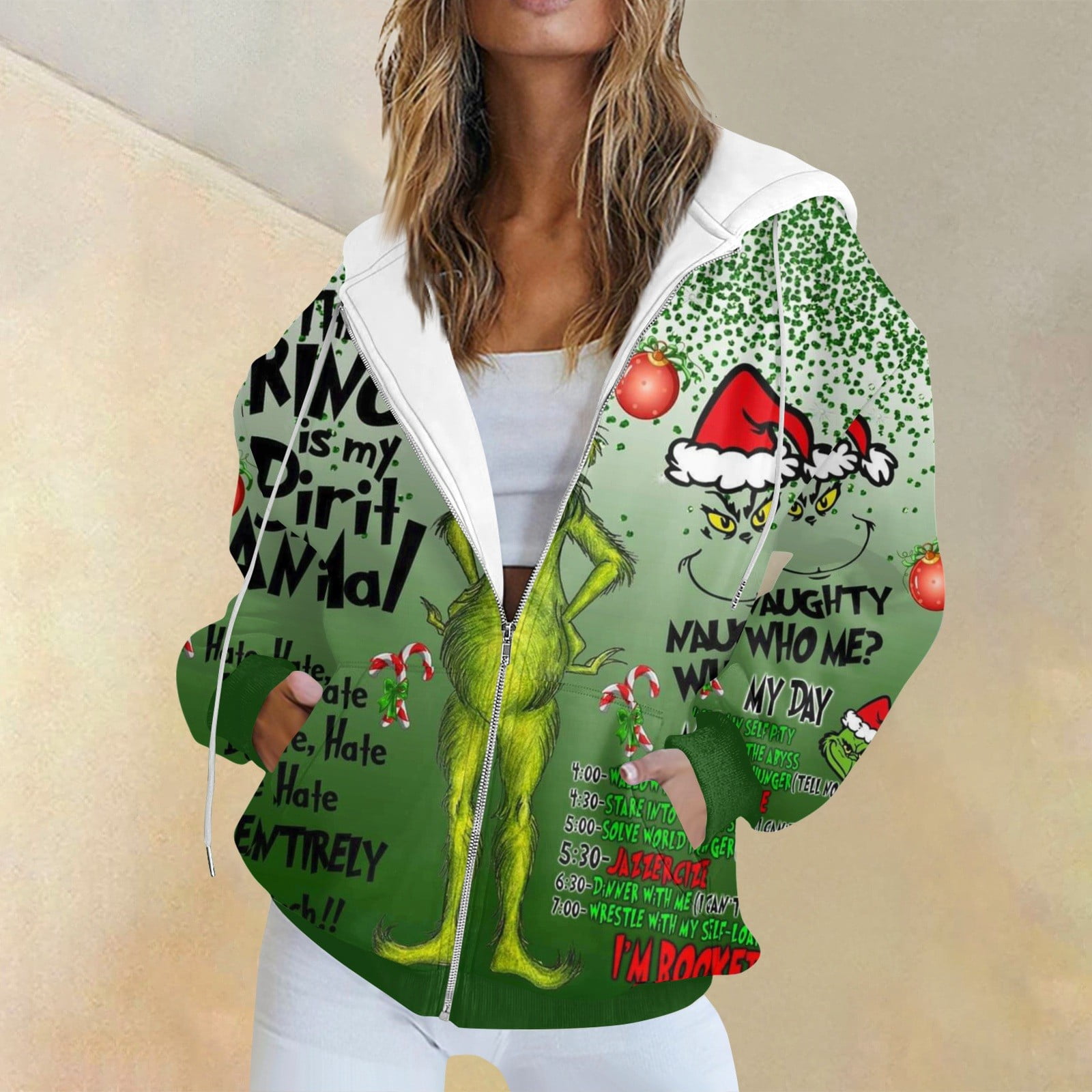 KEVCHE Grinch Costume Christmas Sweatshirts Women's Trendy Christmas ...