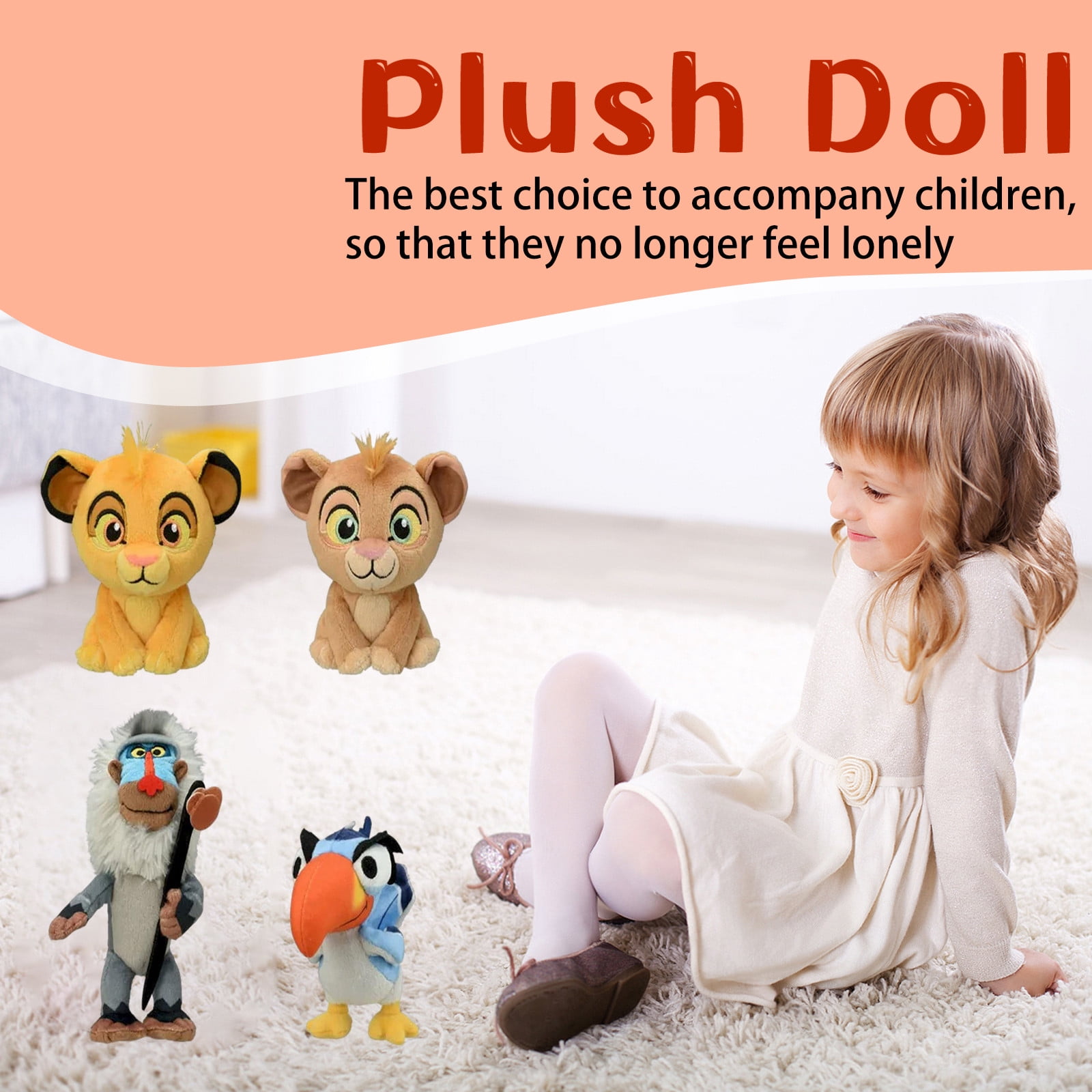 KEVCHE The Lion King Plush Dolls, 4PC The Lion King Stuffed Animal Set ...