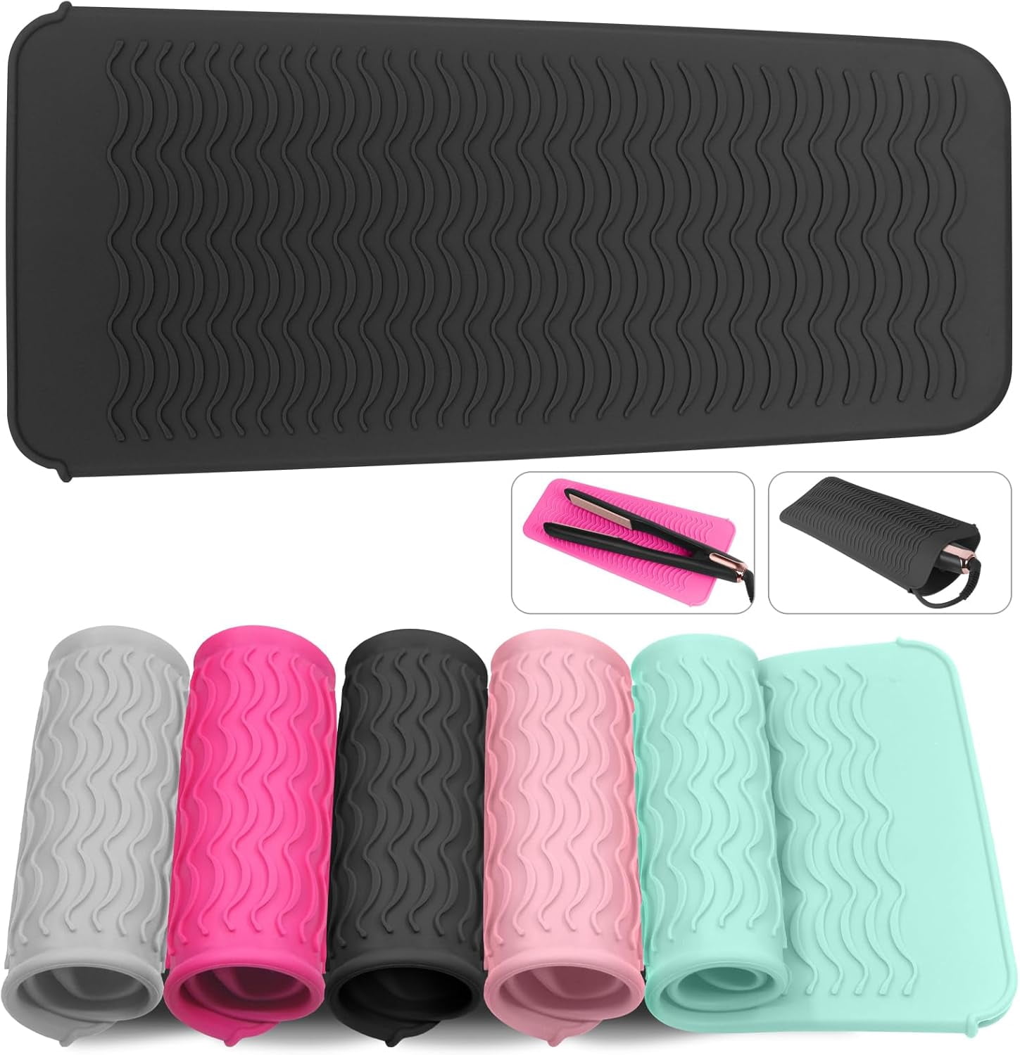 KEVCHE Silicone Heat Resistant Mat Pouch, Hot Hair Tools Pad Portable ...