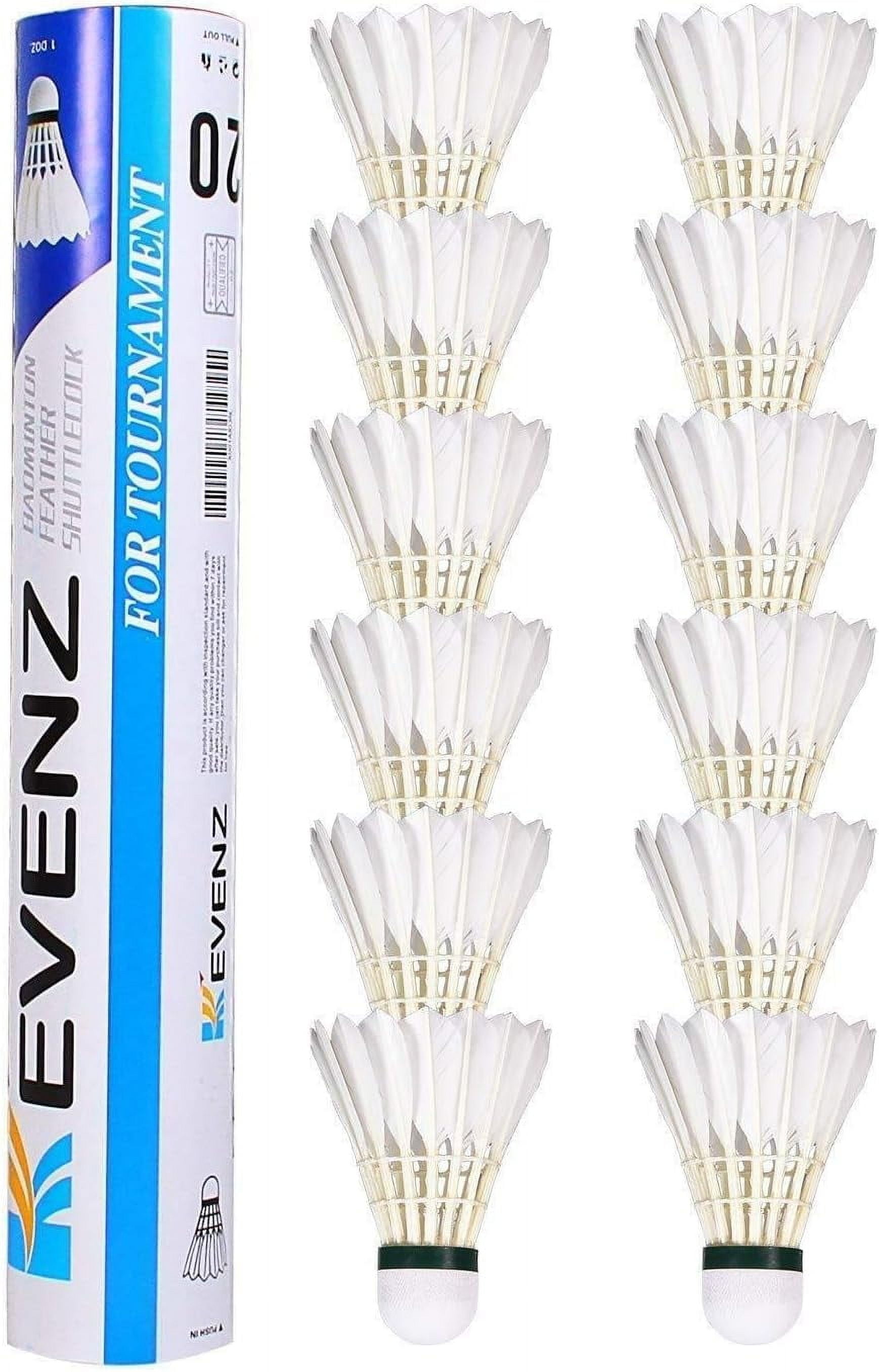 Kevenz 12-Pack Goose Feather Badminton Shuttlecocks, High Stability and ...