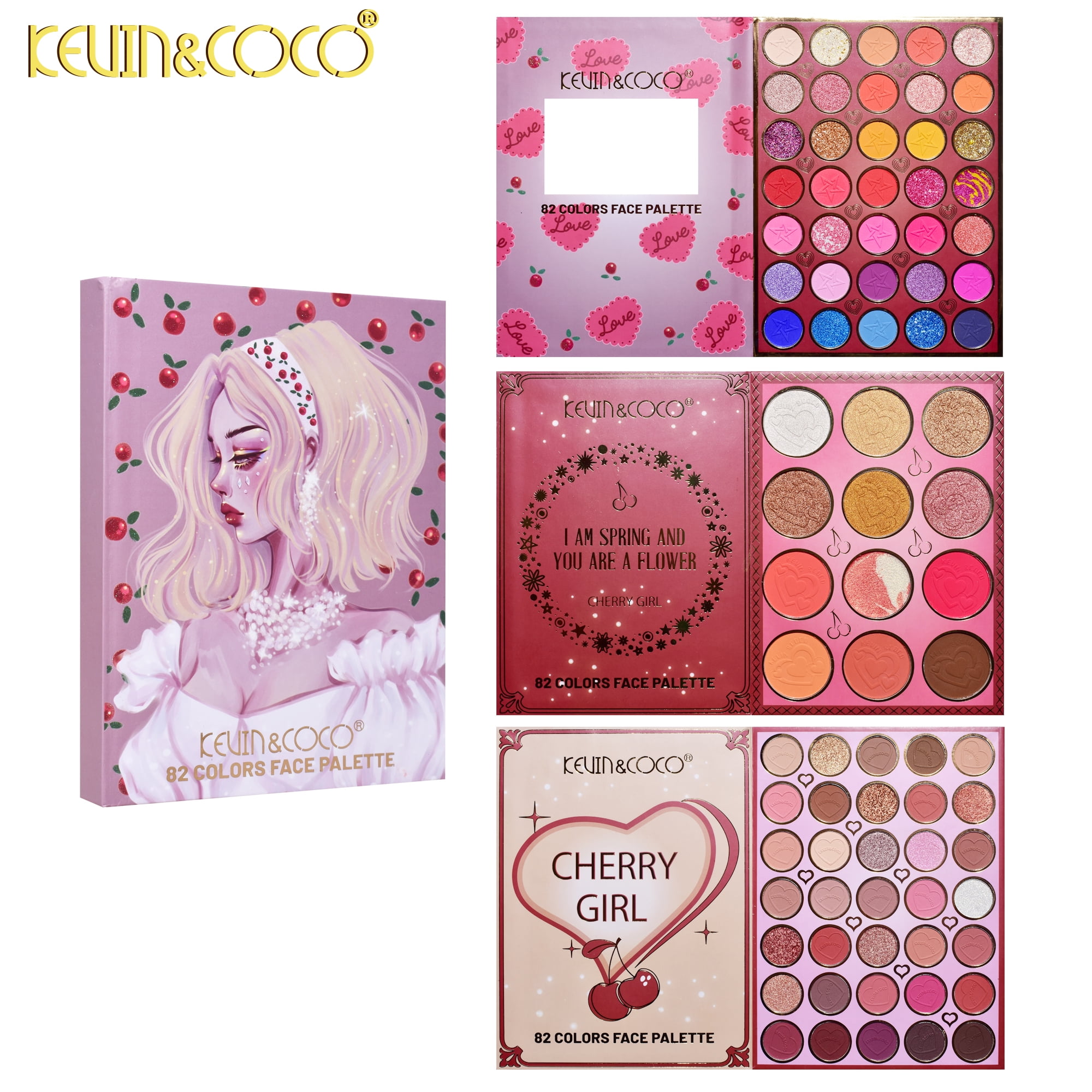 KEVIN&COCO Cherry Girl Theme eye shadow palette makeup – 82 unique colors, long-lasting color ...