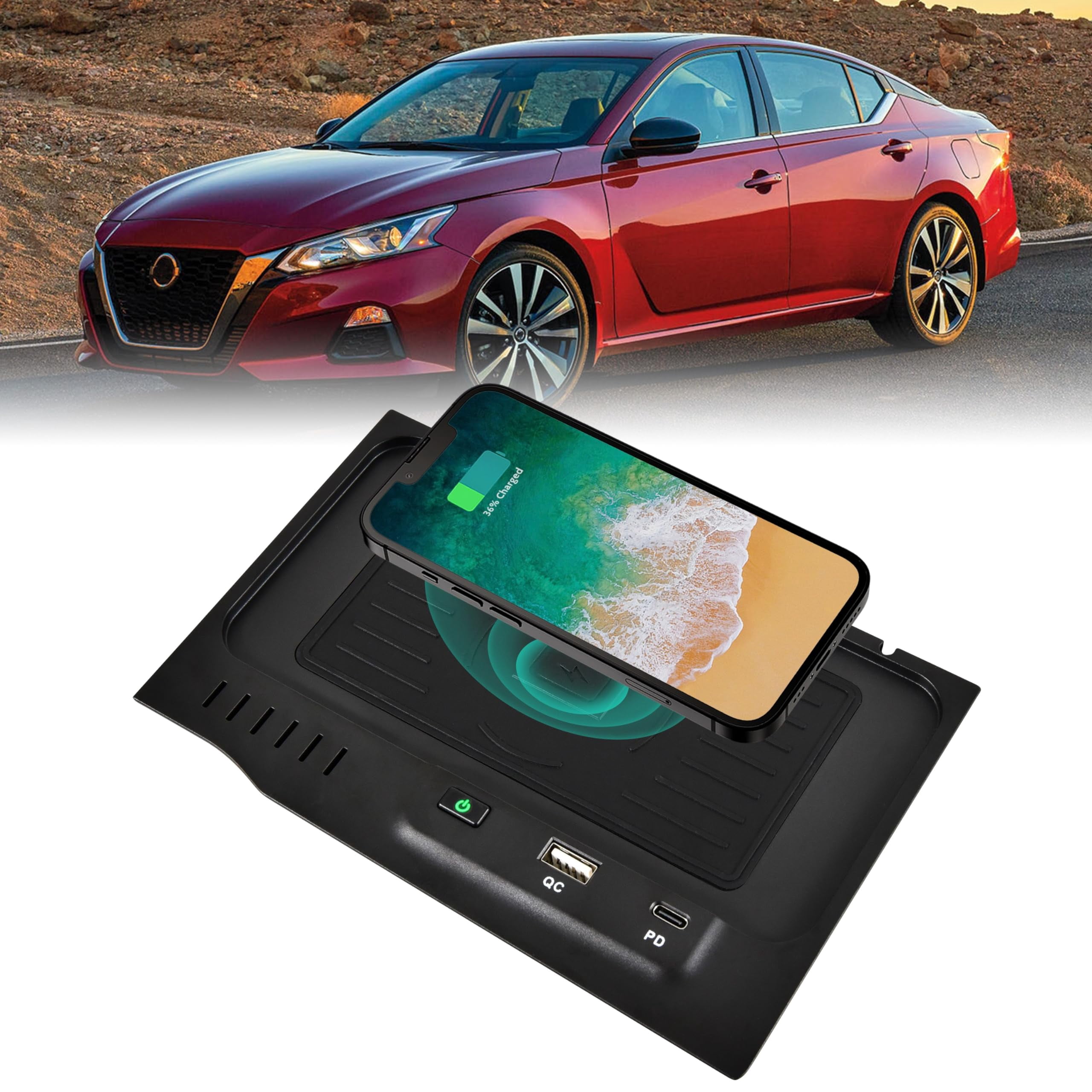 KEWISAUTO Altima Center Console DC20 Organizer with Wireless Charger ...
