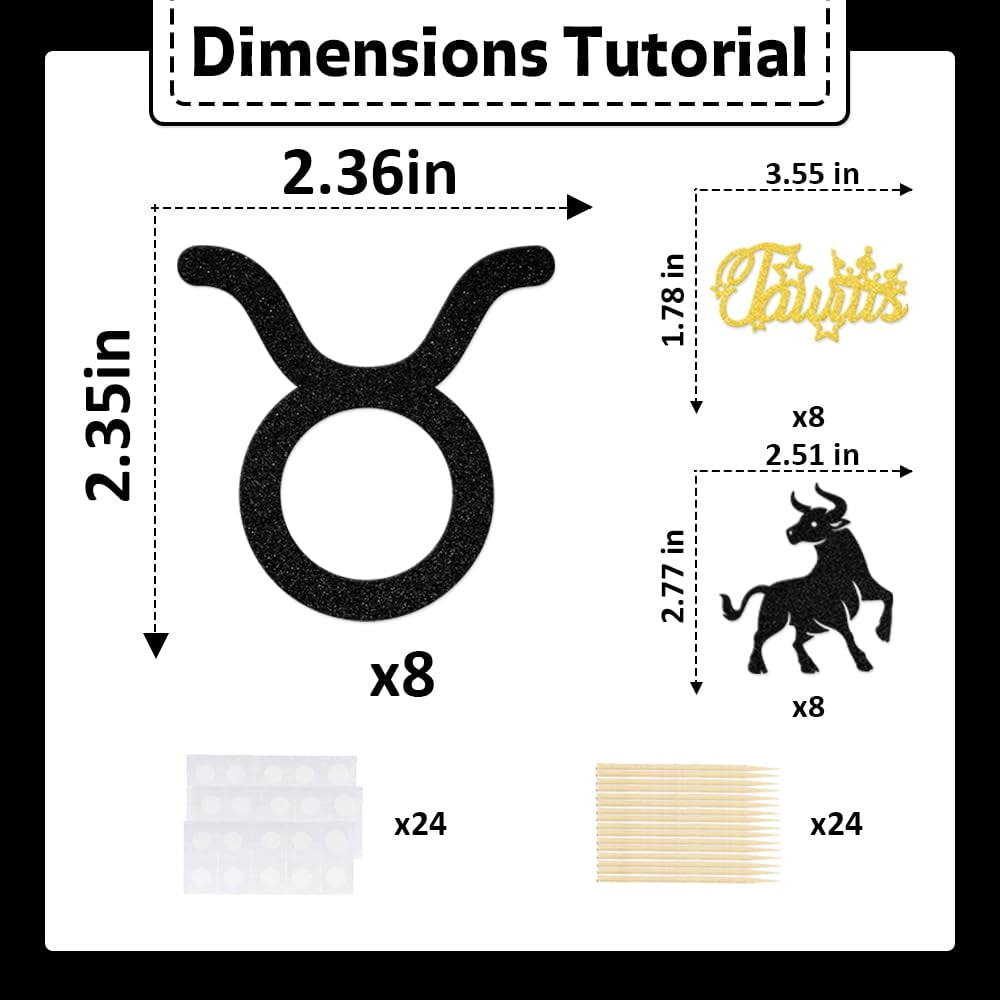 KEWUFD 24PCS TAURUS AJH3 Cupcake Topper Big Taurus Energy Birthday ...