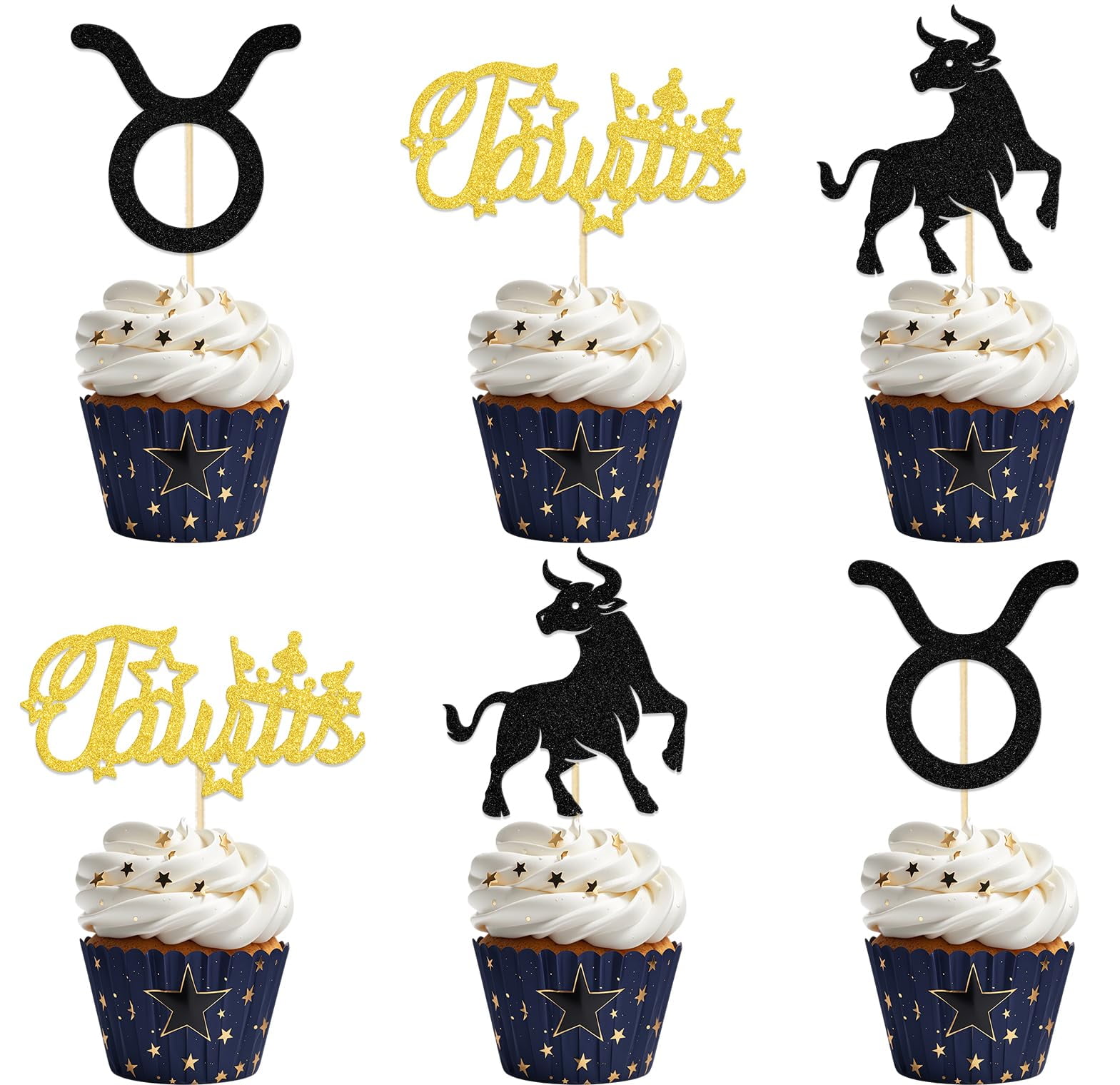 KEWUFD 24PCS TAURUS Cupcake Topper Big Taurus H2FSDEnergy Birthday ...